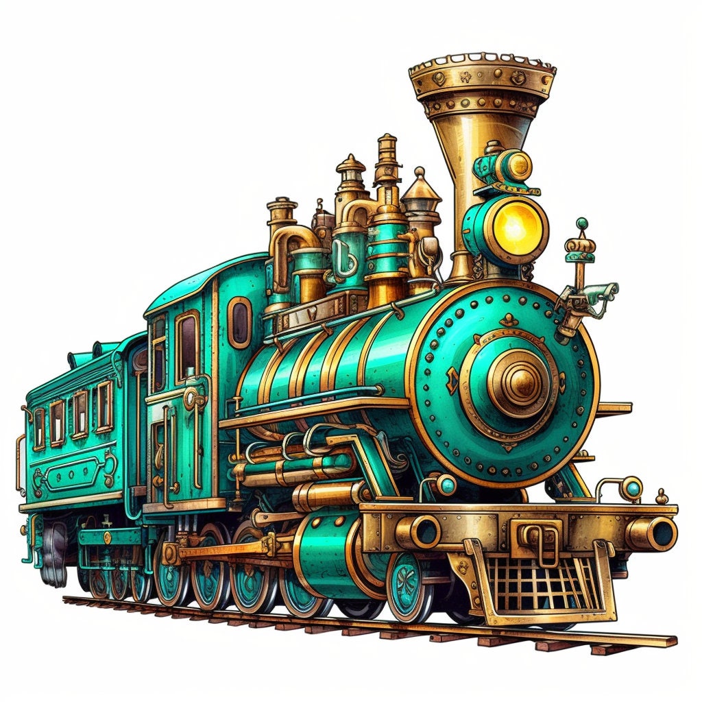 8 Steam Punk Train Clip Art Collection: 8 High Quality Images for ...