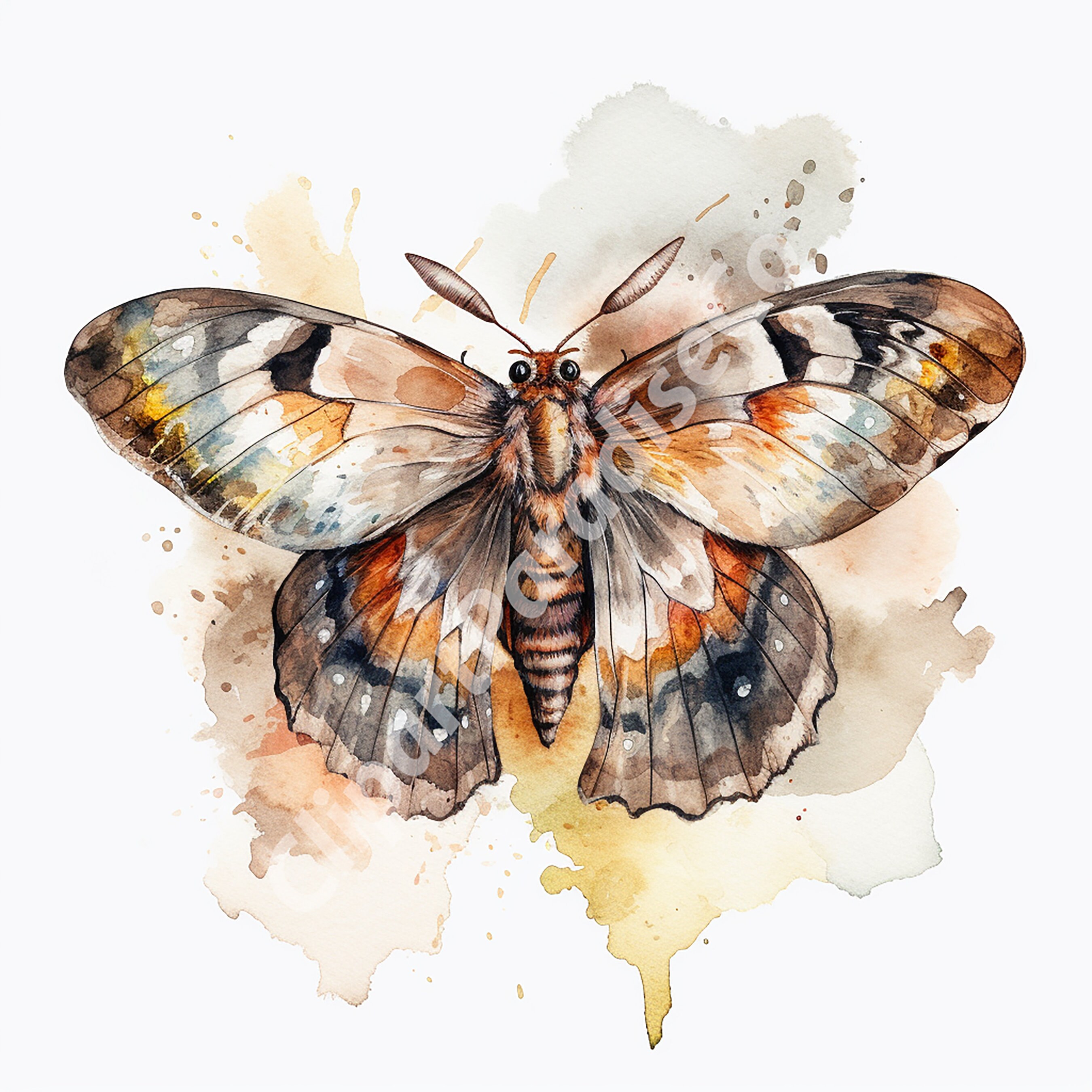 10 Boho Moth Clip Art Collection: 10 High Quality Images for Digital ...