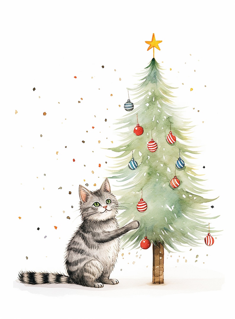 10 Christmas Tree and Cat Clipart:10 High Quality Images Collection ...