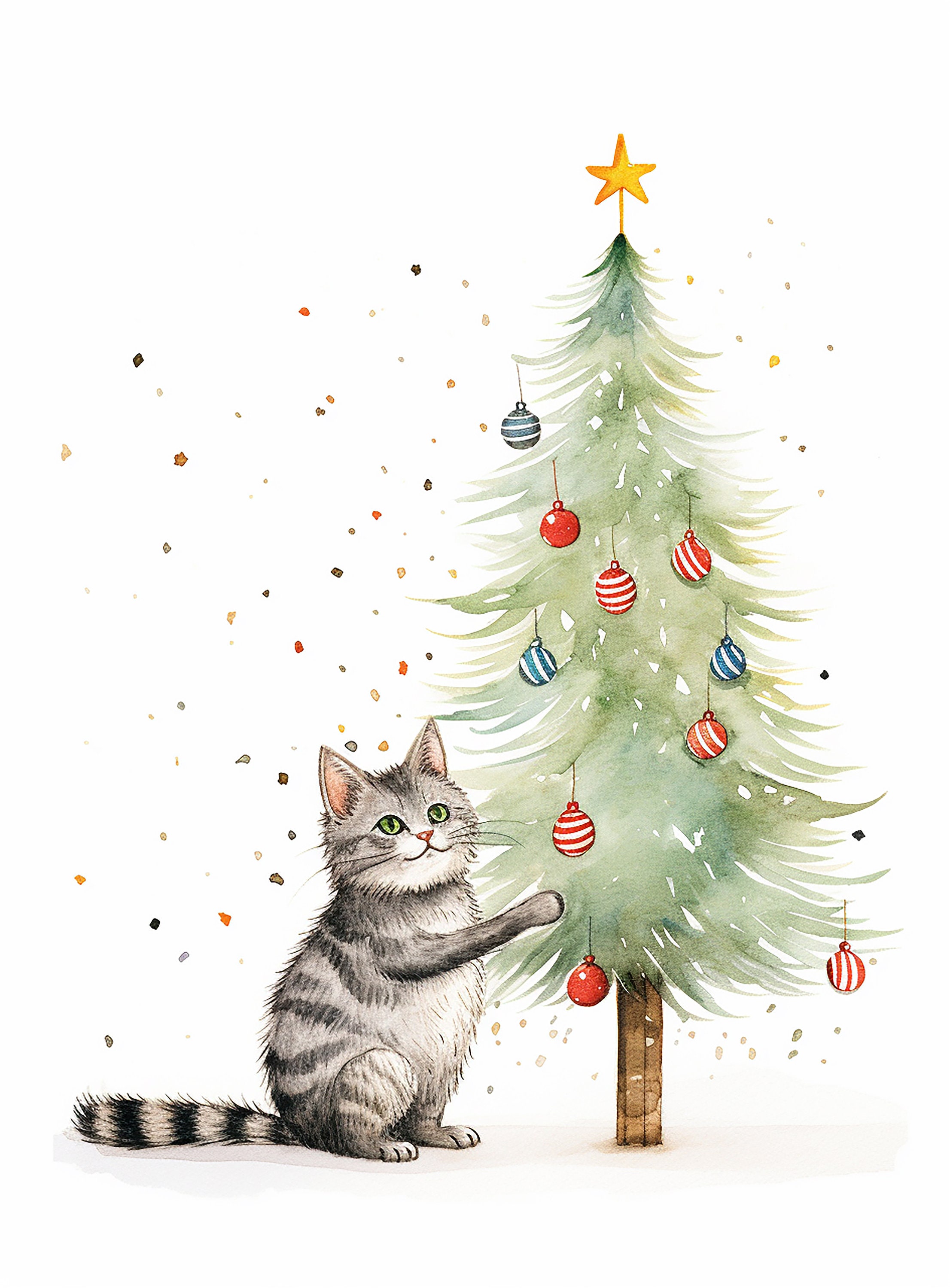 10 Christmas Tree and Cat Clipart:10 High Quality Images Collection ...