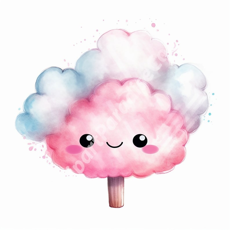 Cute Cotton Candy Clipart Collection - 8 Clipart Image, Kawaii Design ...