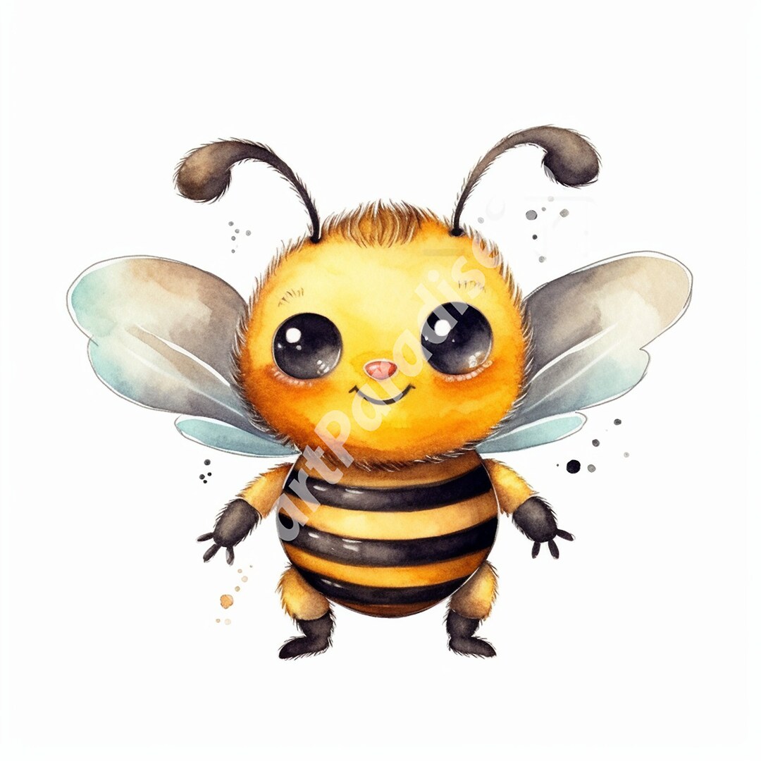Cute Bee Clipart Collection - 10 Clipart Image, Kawaii Design -for Card ...