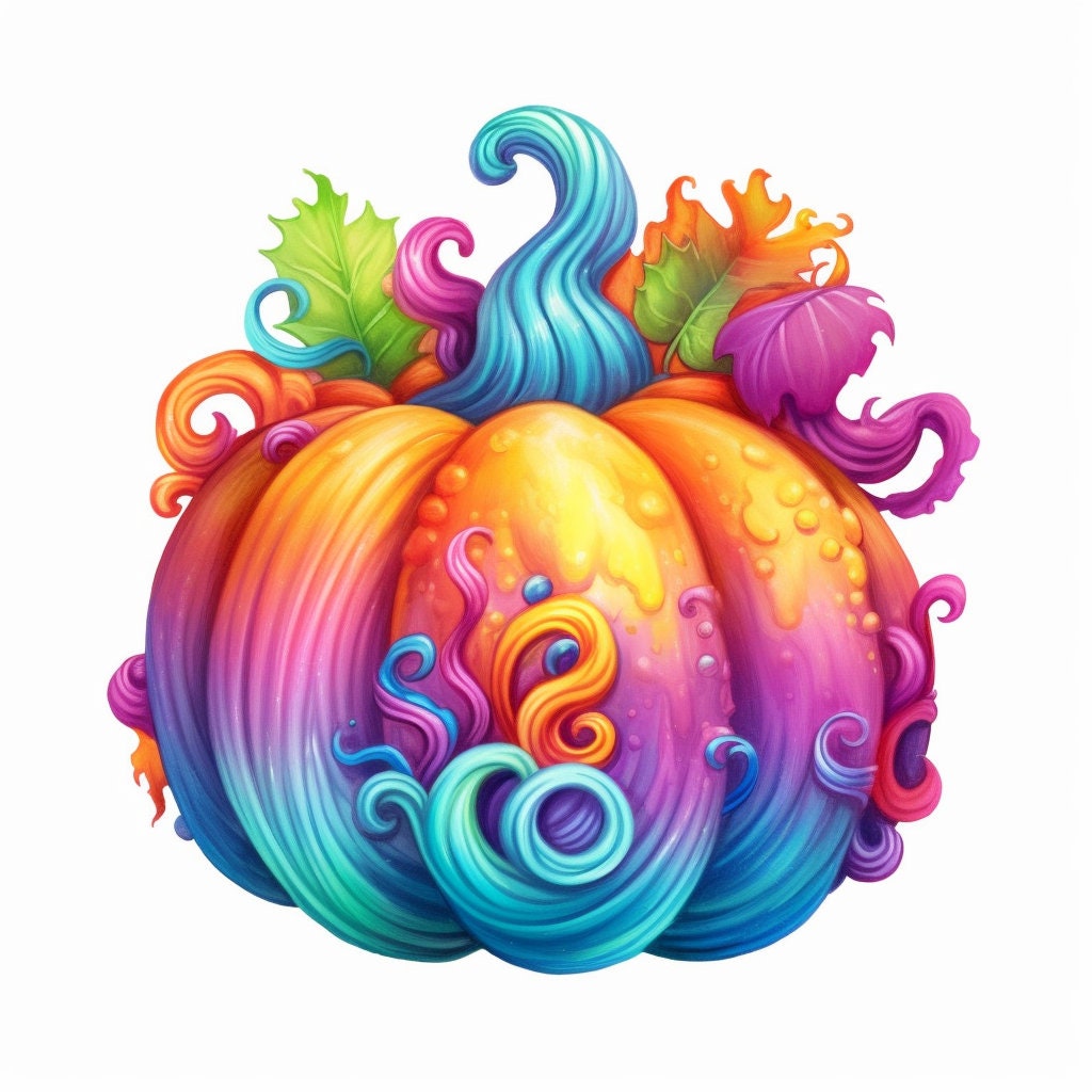 12 Halloween Colorful Pumpkin Clipart : 12 High Quality Images - Etsy