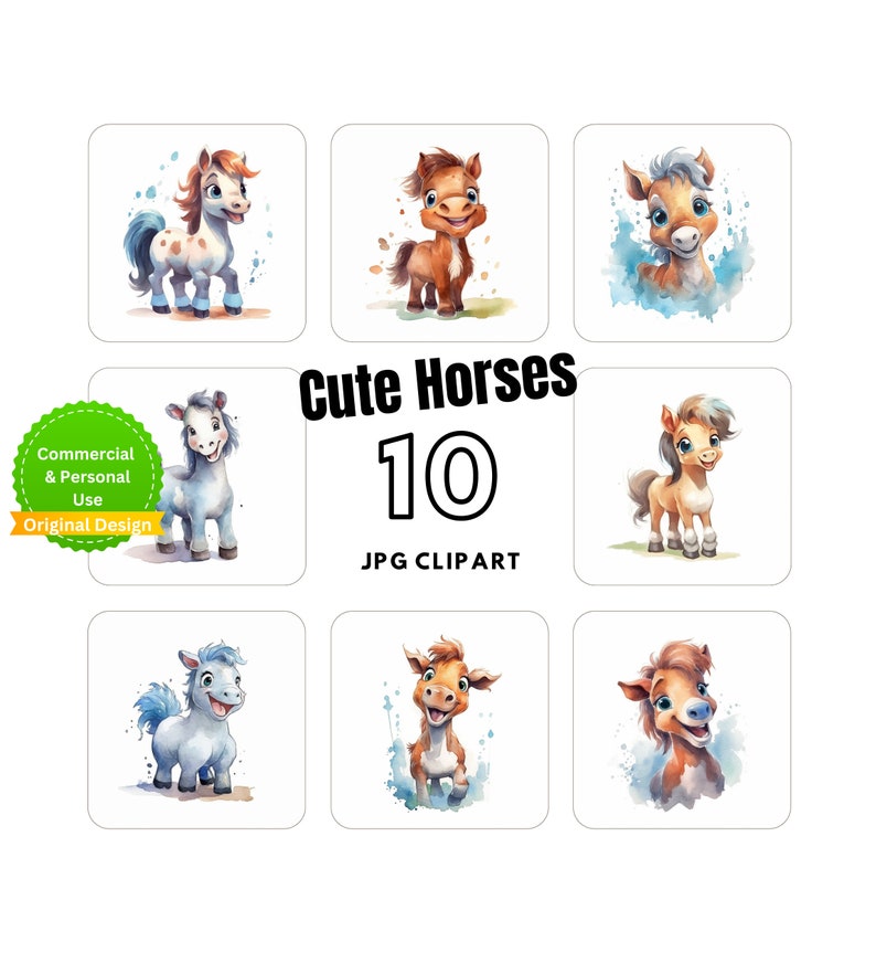 10 Cute Horse Clip Art Collection: 10 High Quality Images Instant ...
