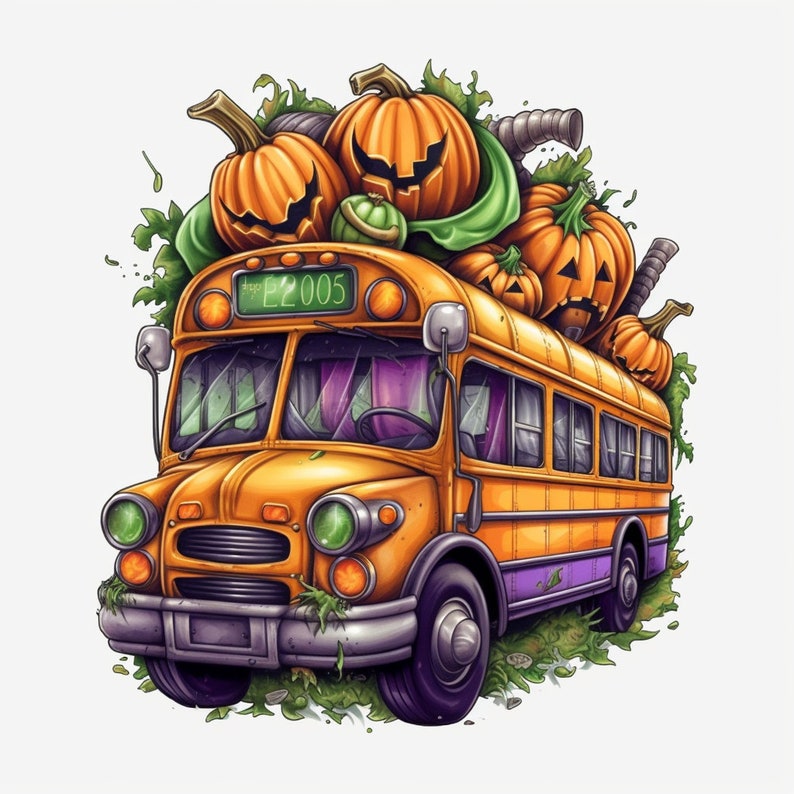 6 Halloween School Bus Clipart : 6 High Quality Images Collection ...