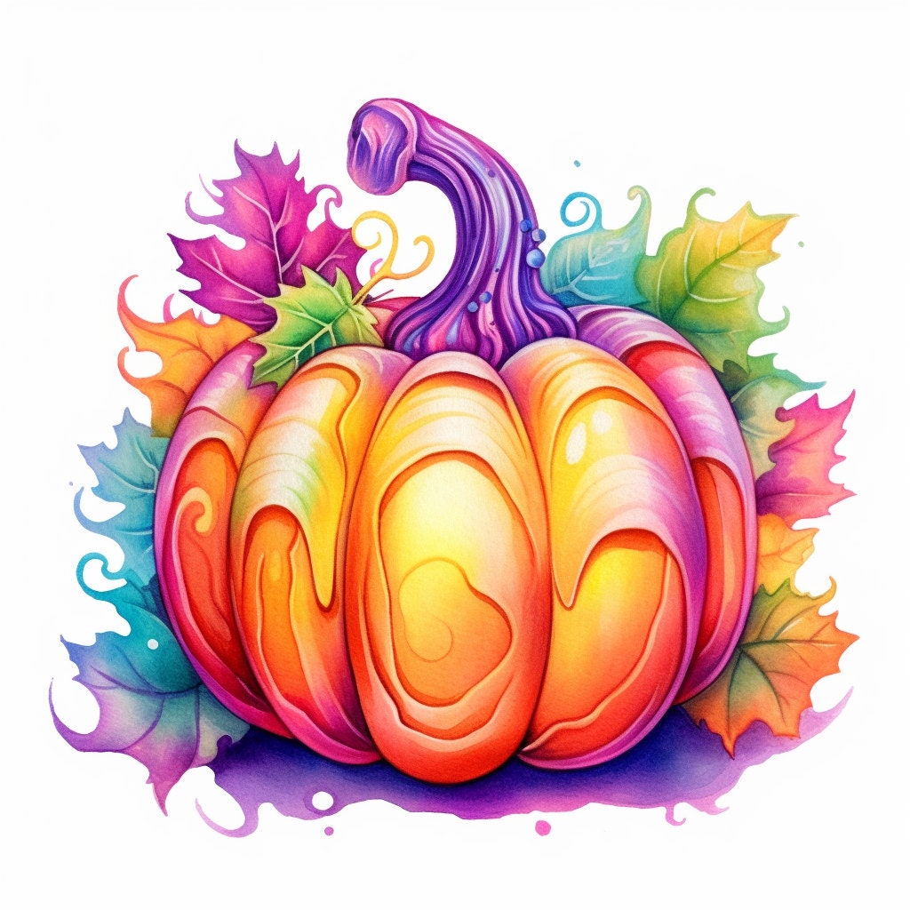 12 Halloween Colorful Pumpkin Clipart : 12 High Quality Images - Etsy