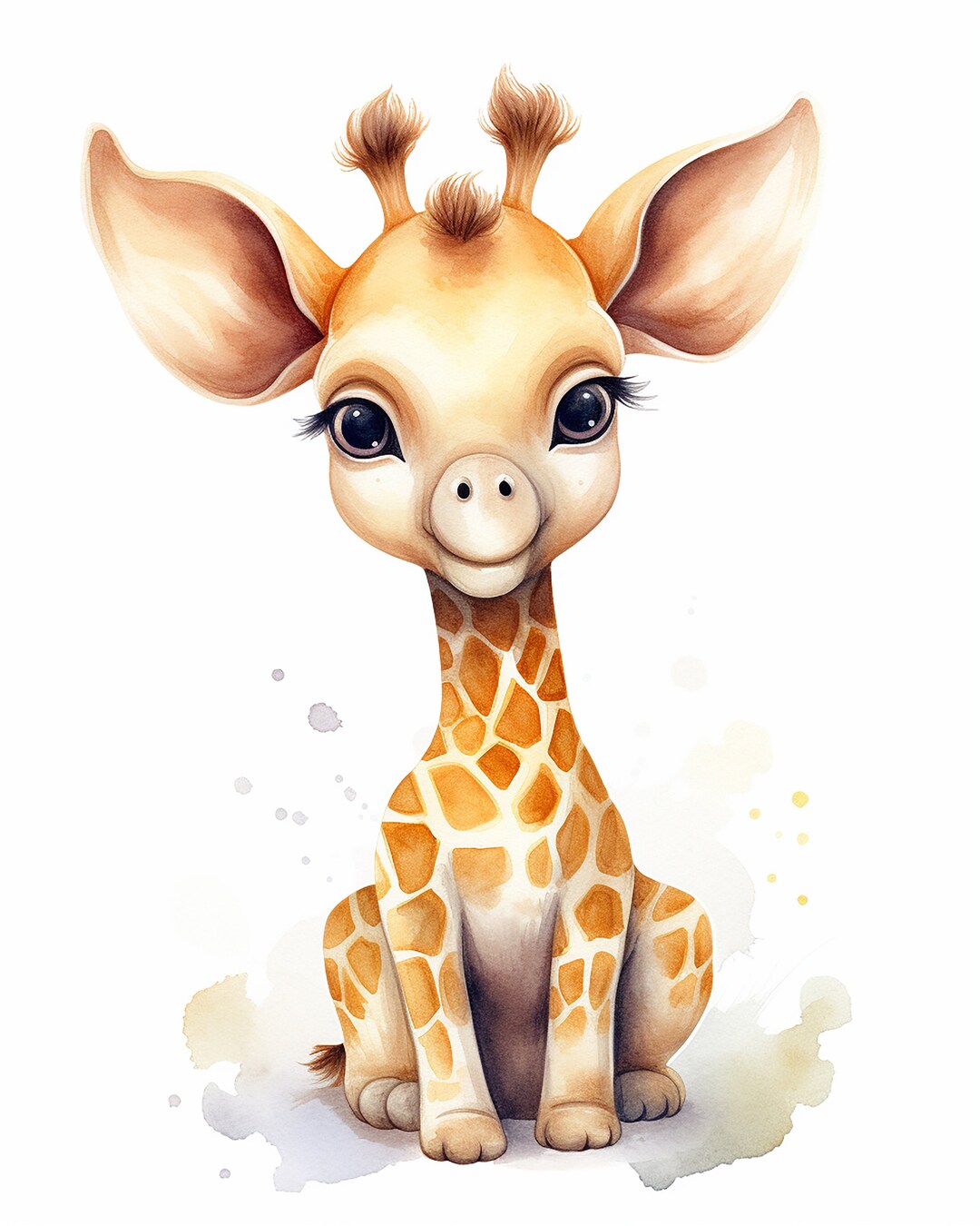 9 Cute Baby Giraffe Clipart : Water Color Jpg -instant Download ...