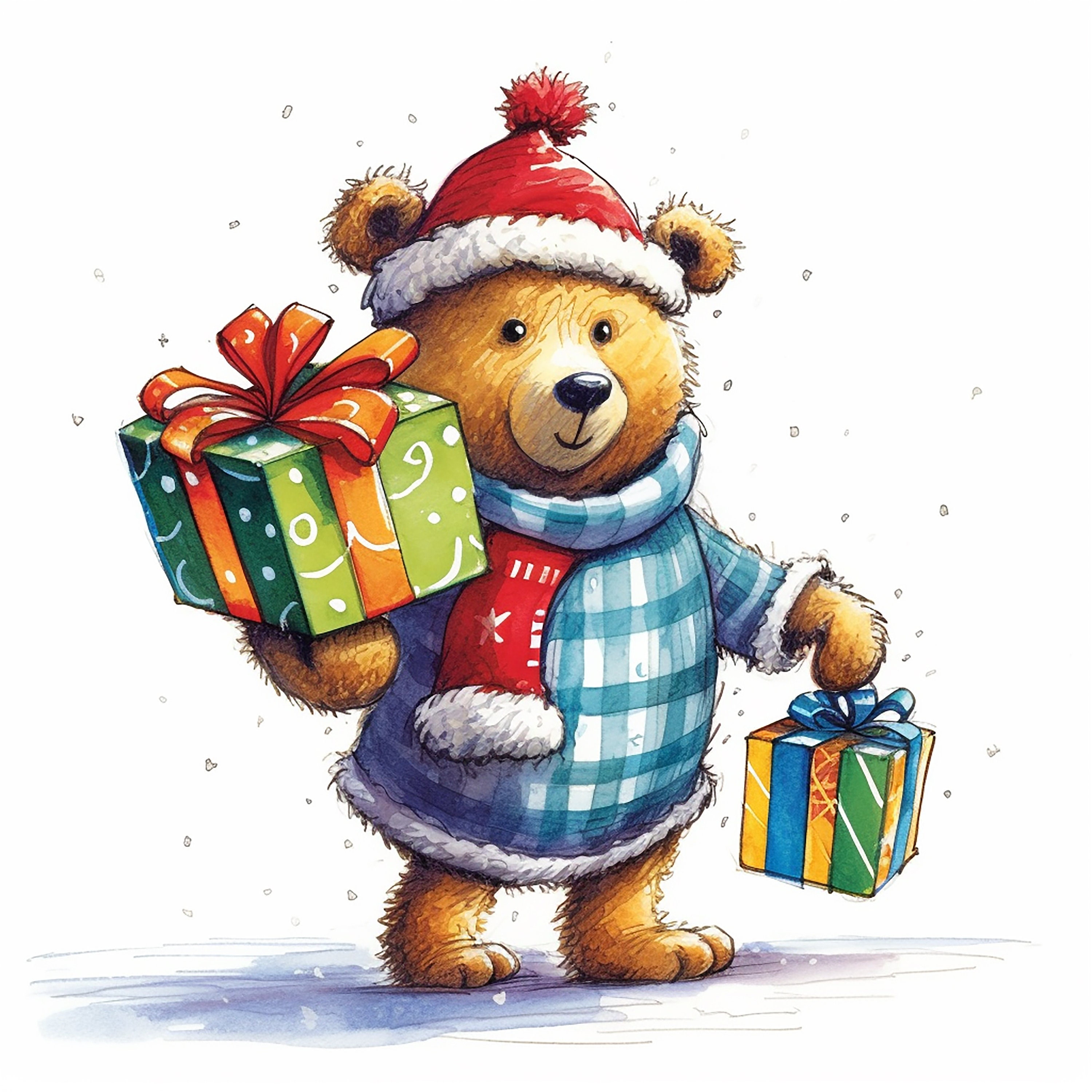 10 Christmas Bear Clipart : 10 High Quality Images Collection instant ...