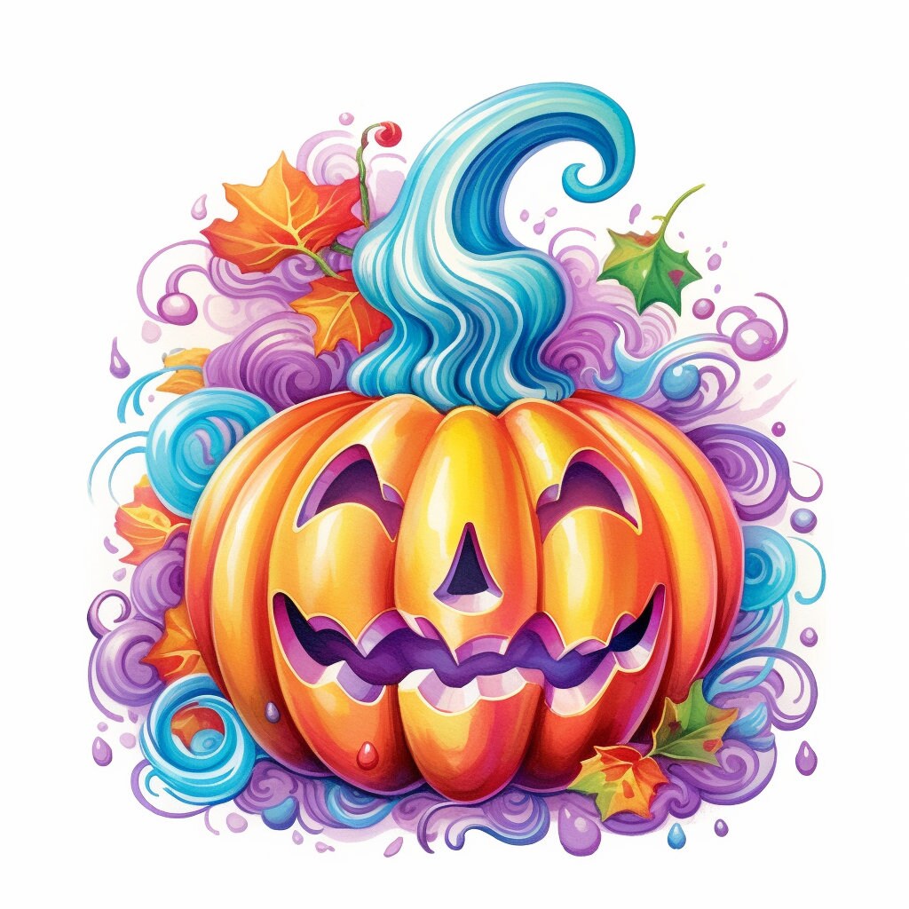 12 Halloween Colorful Pumpkin Clipart : 12 High Quality Images - Etsy