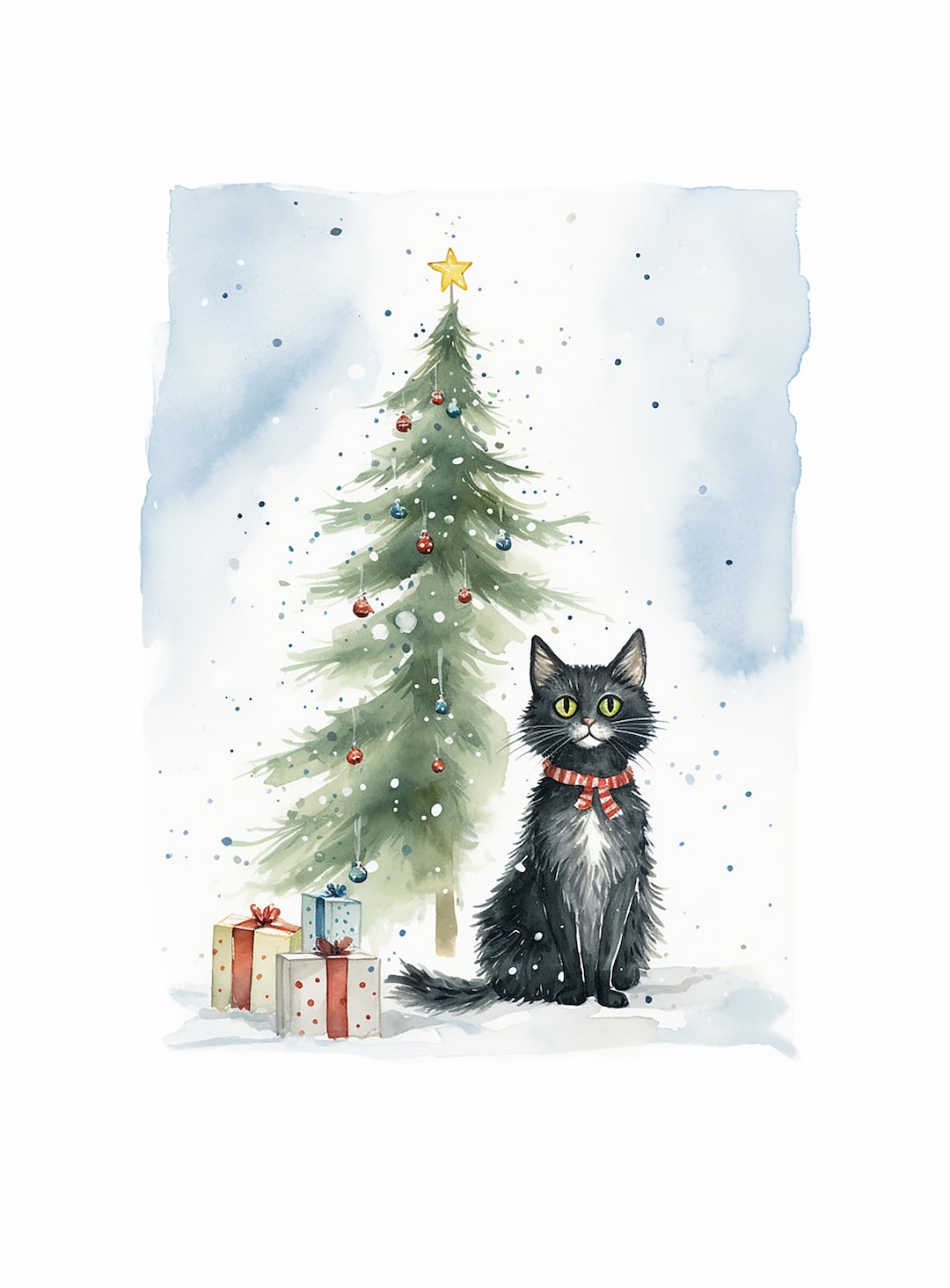 10 Christmas Tree and Cat Clipart:10 High Quality Images Collection ...