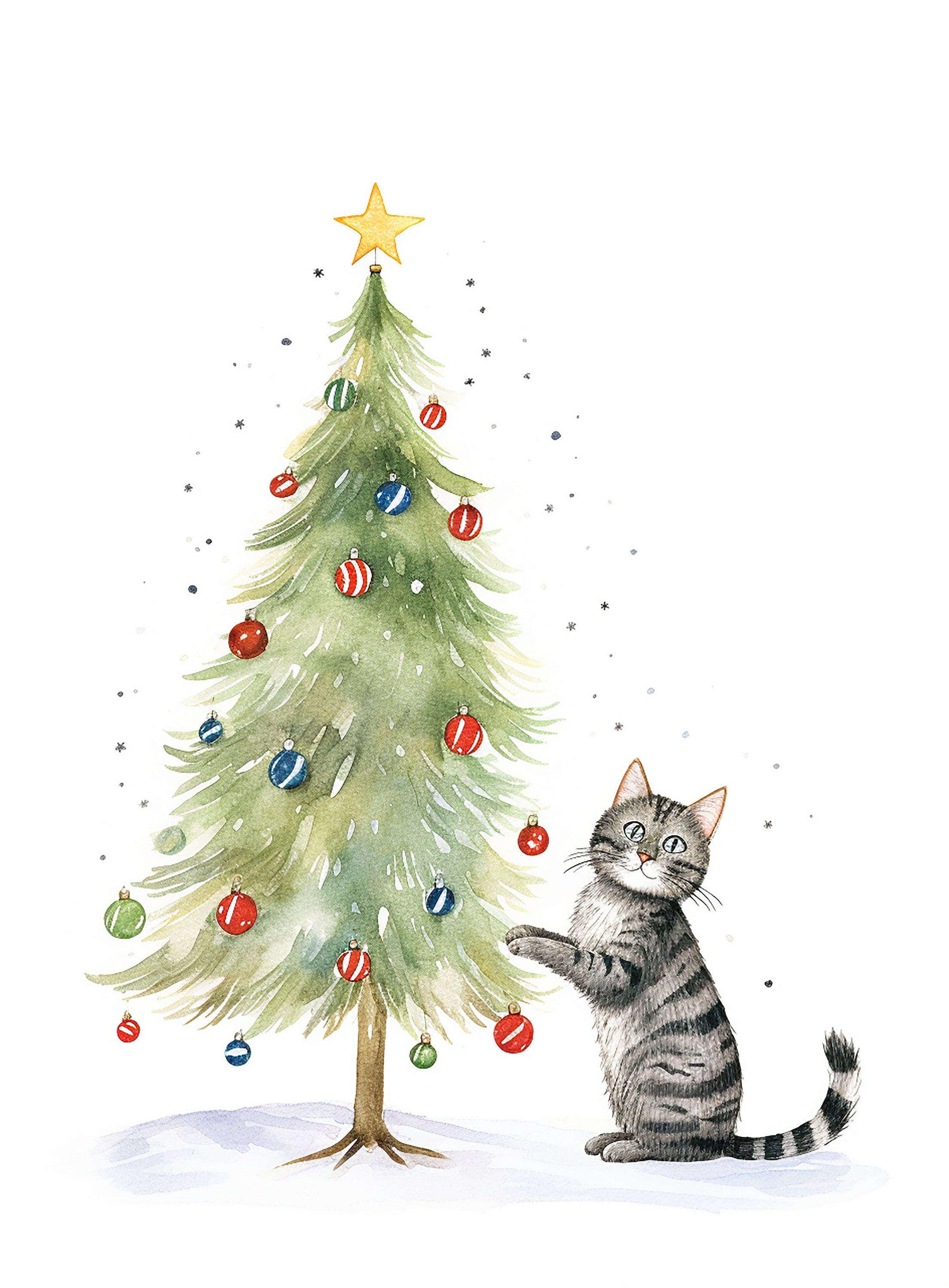 10 Christmas Tree and Cat Clipart:10 High Quality Images Collection ...