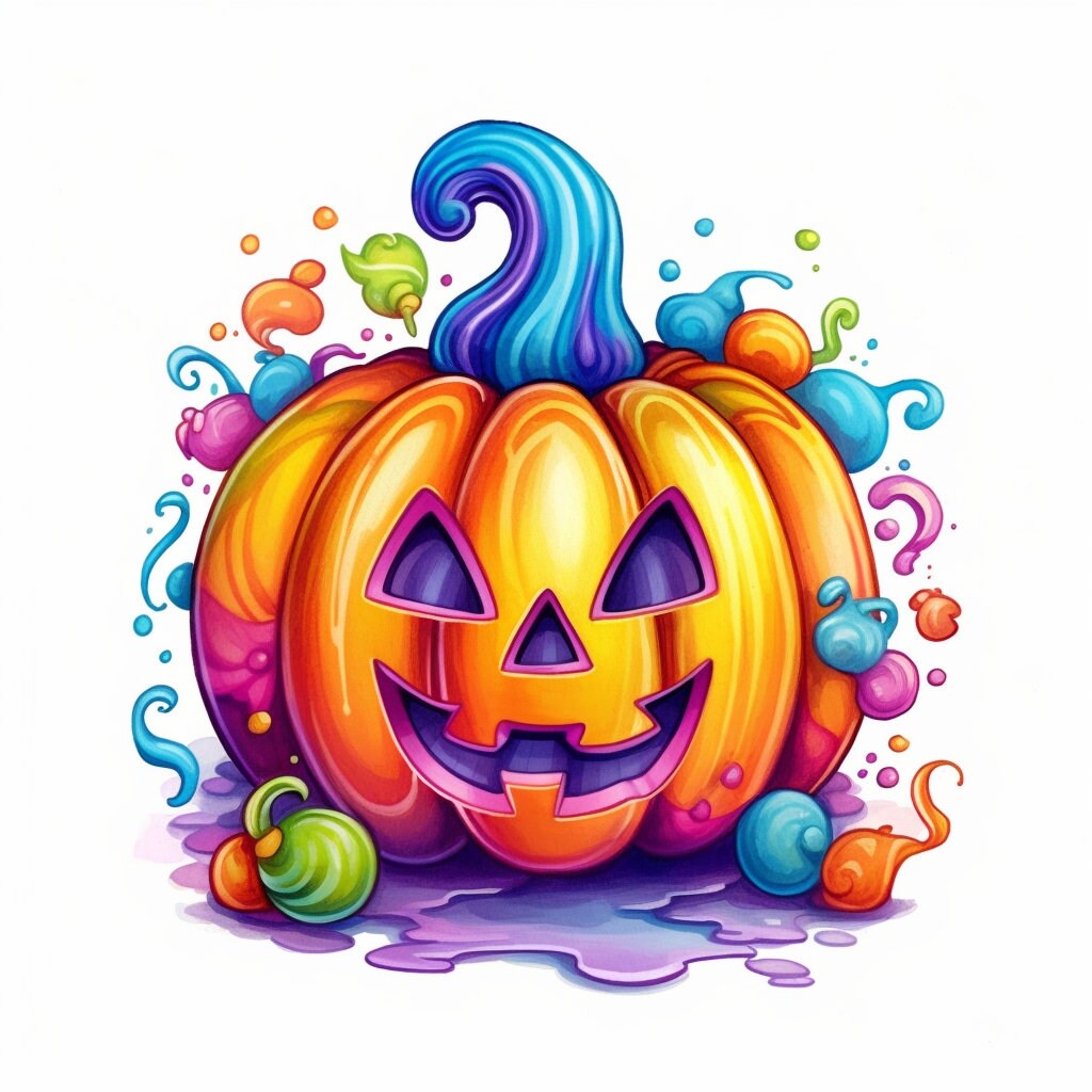 12 Halloween Colorful Pumpkin Clipart : 12 High Quality Images - Etsy