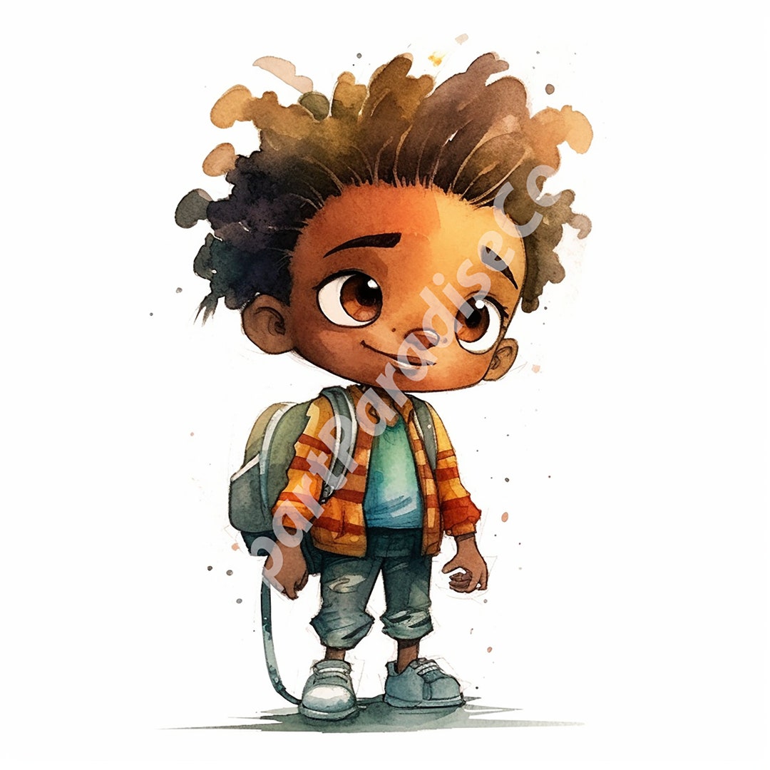 10 Cute Black Boy Clip Art Collection: 10 High Quality Images - Digital ...