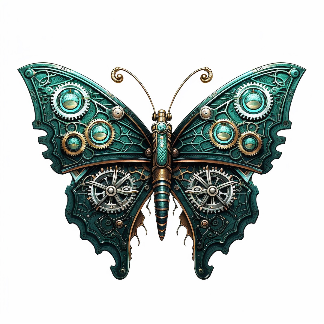 6 Steam Punk Butterfly Clip Art Collection: 6 High Quality Images for ...
