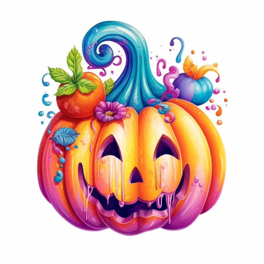 12 Halloween Colorful Pumpkin Clipart : 12 High Quality Images - Etsy