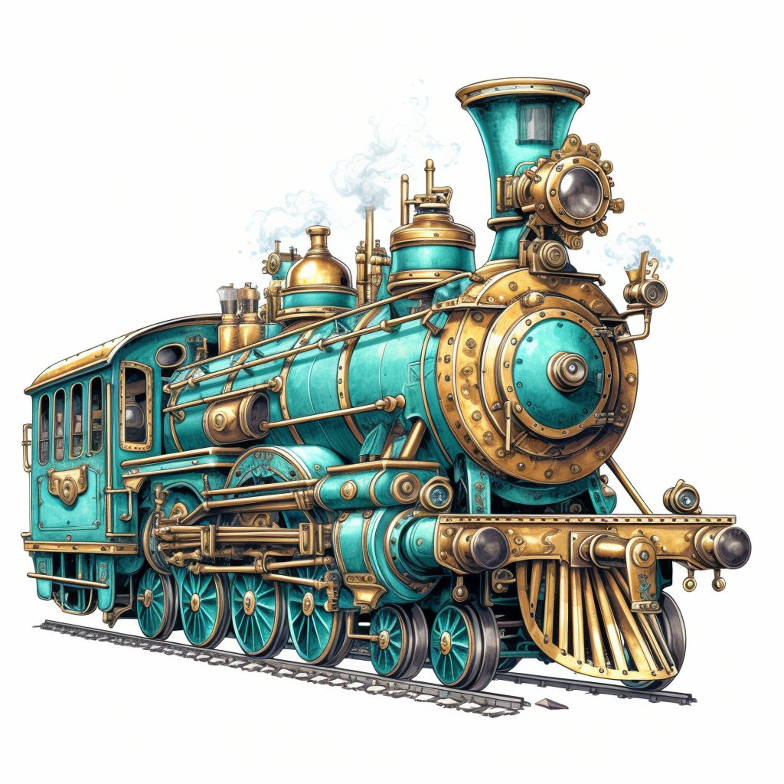 8 Steam Punk Train Clip Art Collection: 8 High Quality Images for ...
