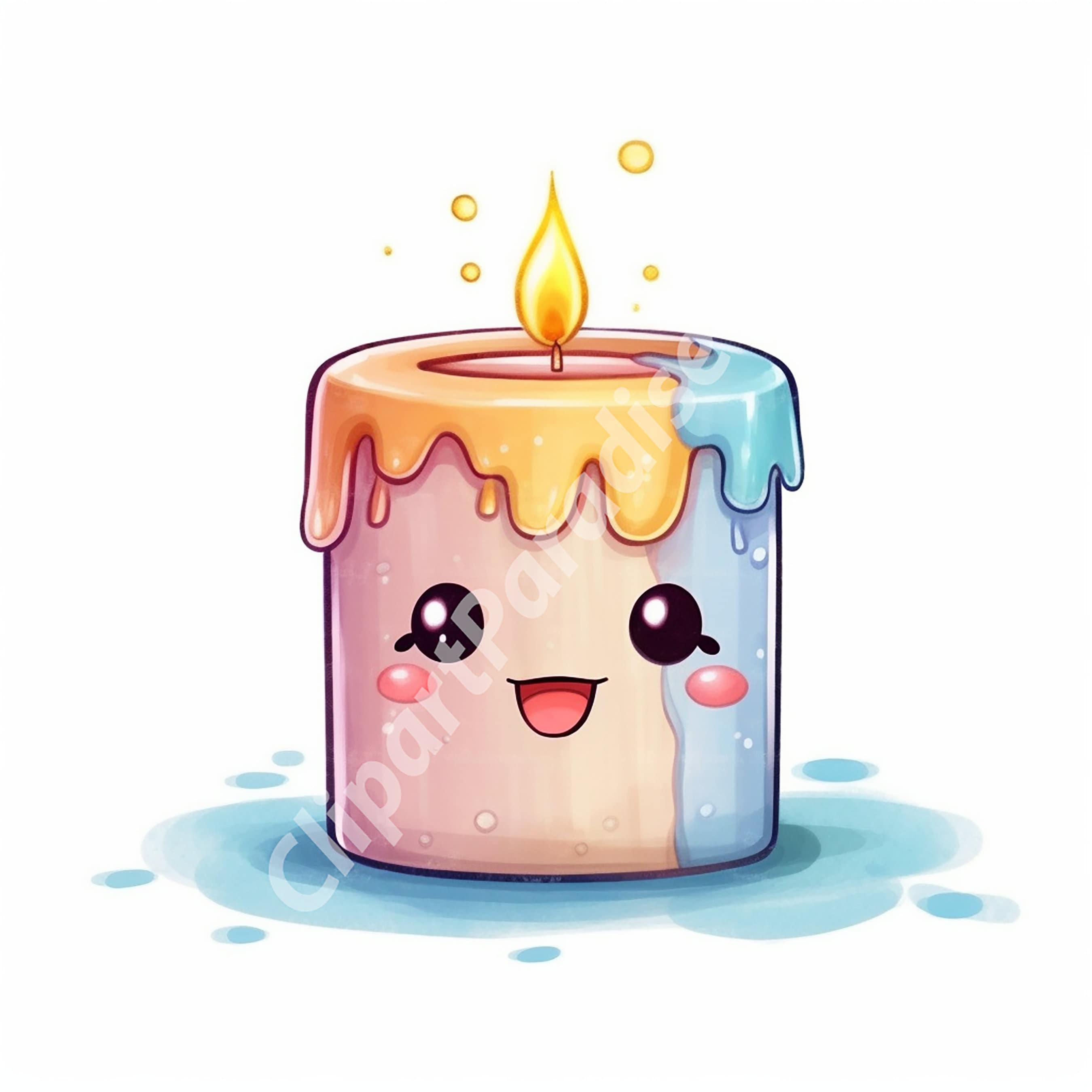 Cute Candle Clipart Collection- 12 Clipart Image, Kawaii Design ,candle ...