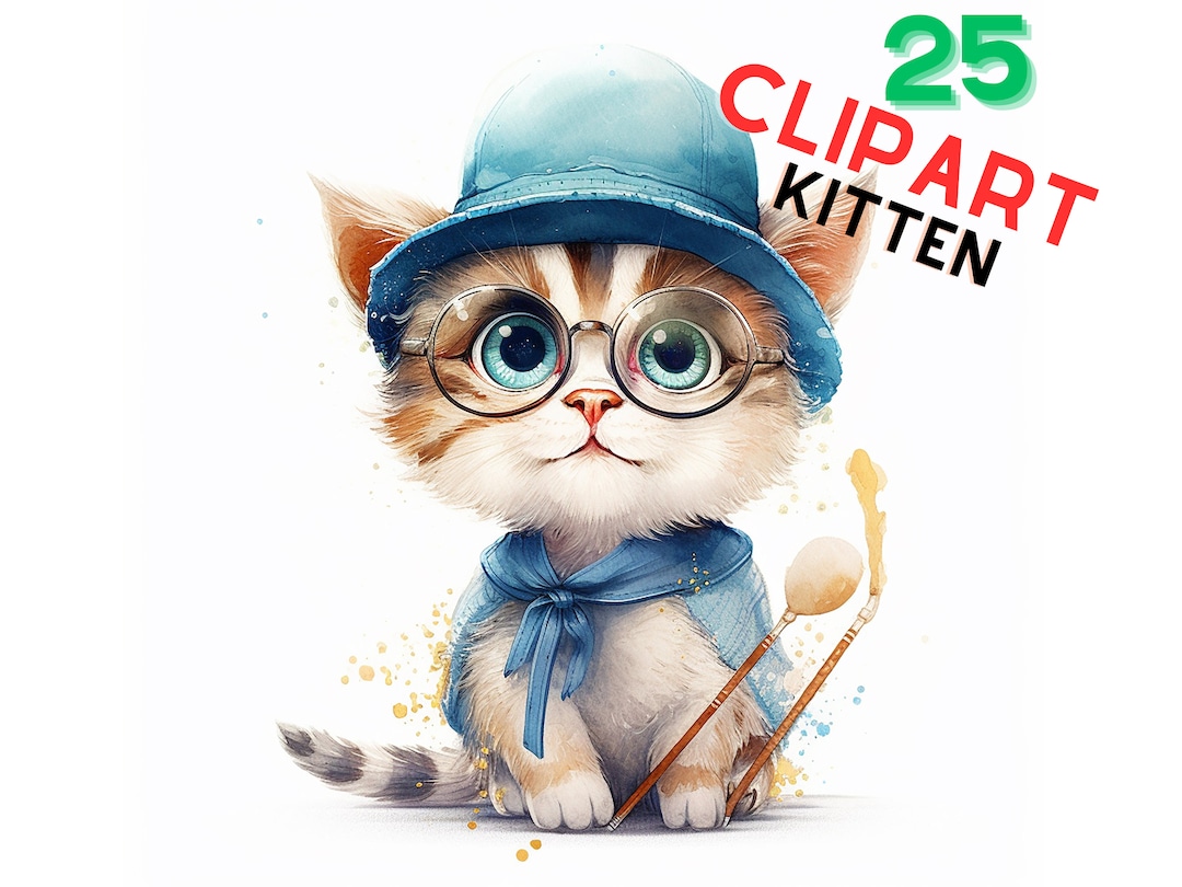 Cute Cat Clip Art Collection: 25 High Quality Images Bundle 1th ...