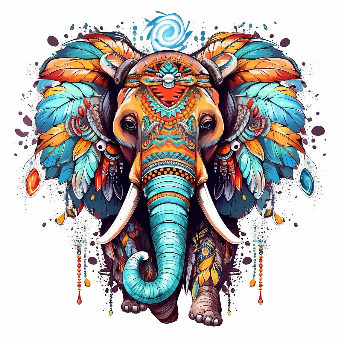 6 Tribal Elephant Clip Art Collection: 6 High Quality Images for ...