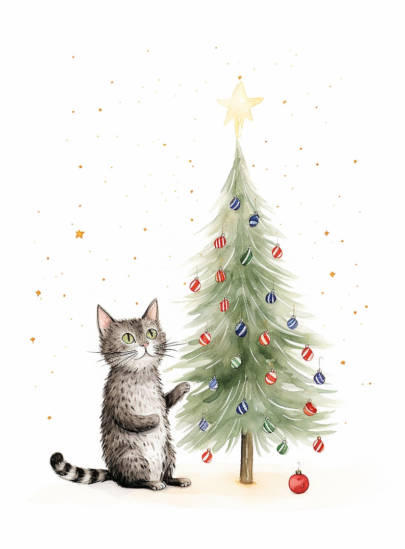 10 Christmas Tree and Cat Clipart:10 High Quality Images Collection ...