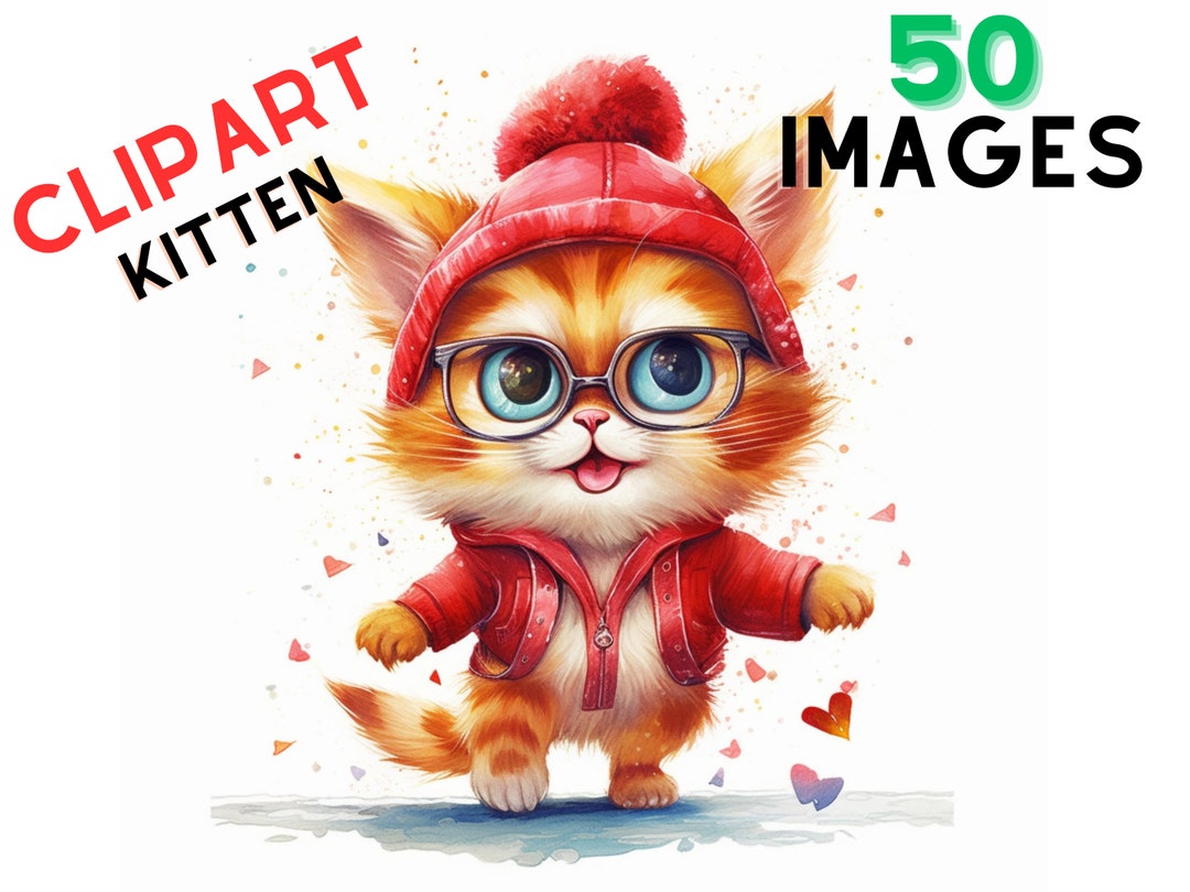 Cute Cat Clip Art : 50 High Quality Images Collection Bundle 2th ...