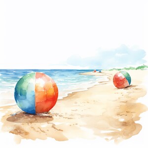 9 Sandy Beach Clipart : Water Color Jpg -instant Download -perfect for ...