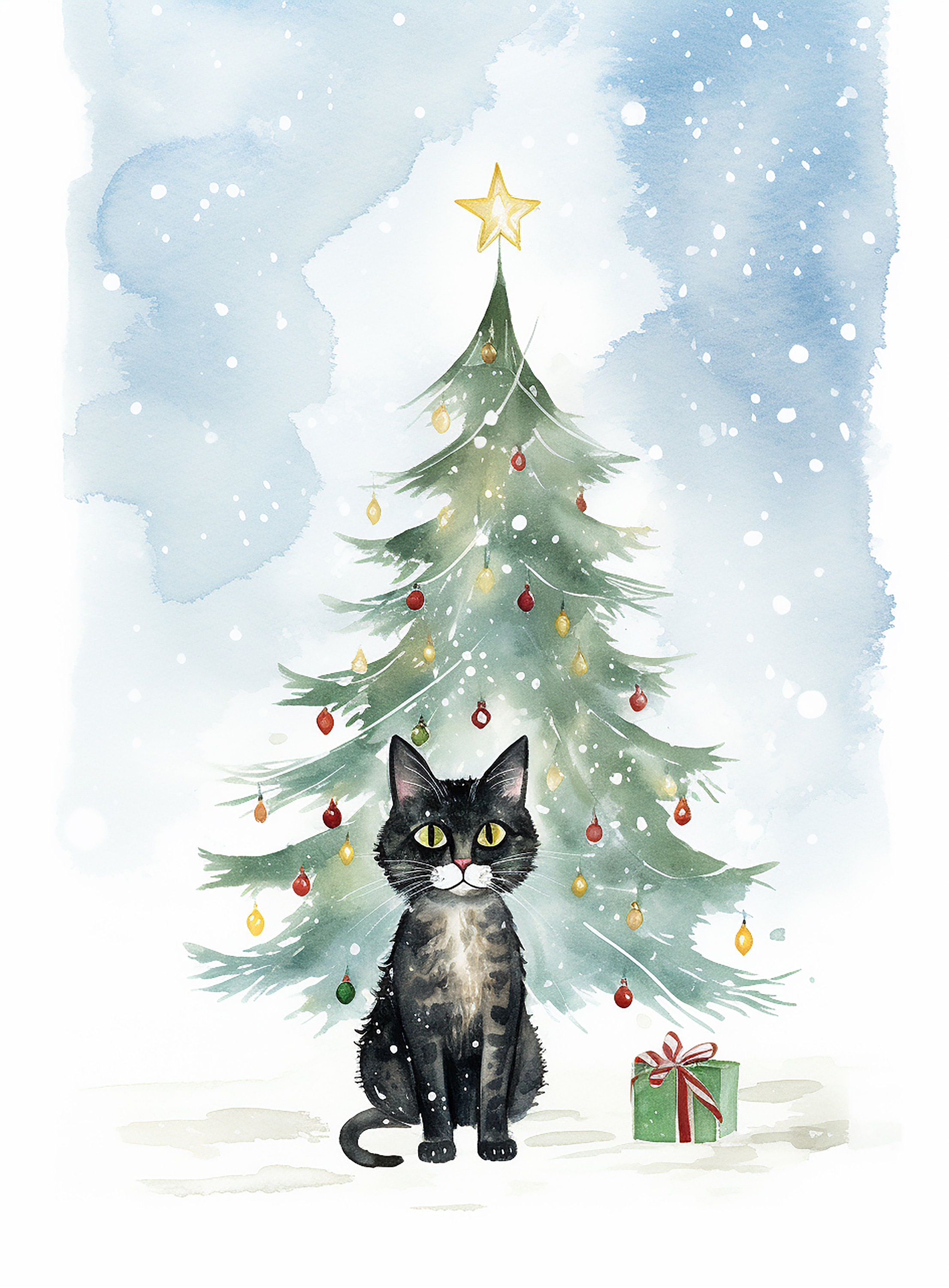 10 Christmas Tree and Cat Clipart:10 High Quality Images Collection ...