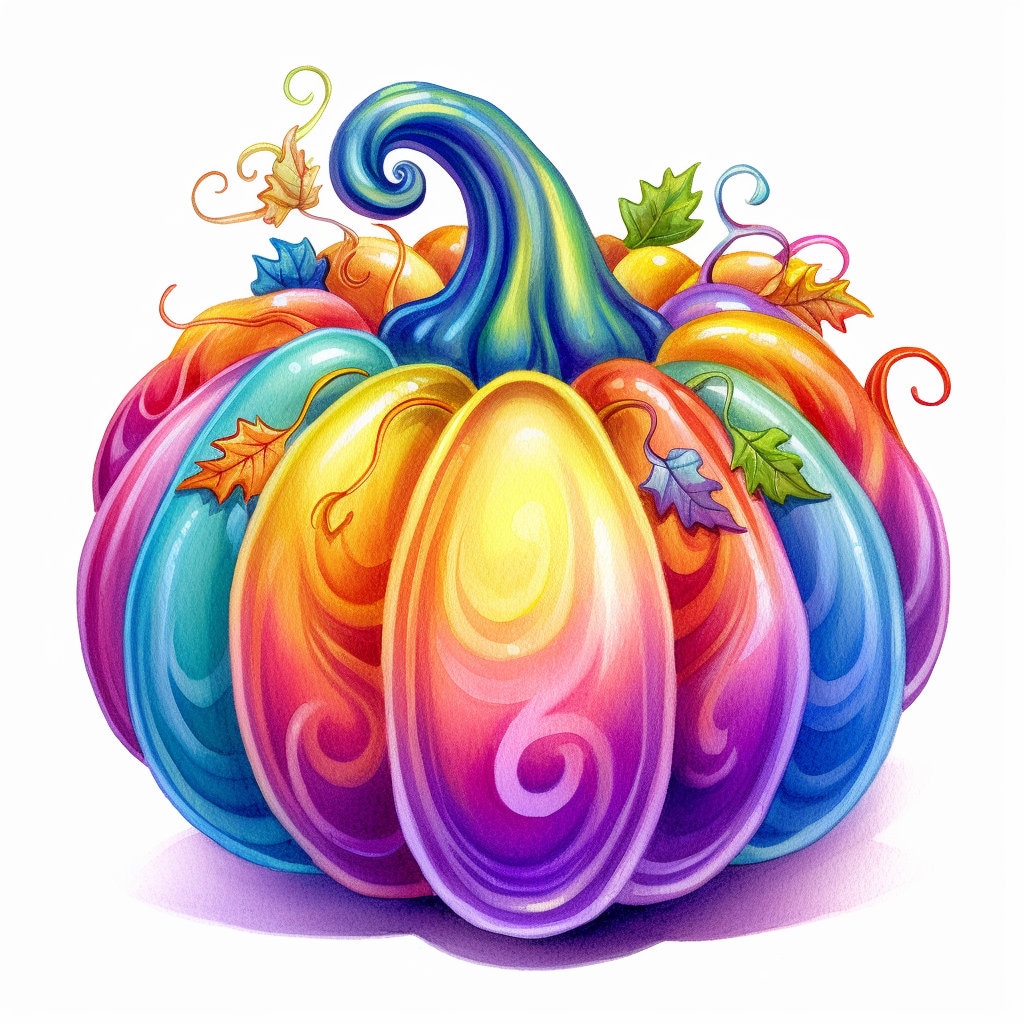 12 Halloween Colorful Pumpkin Clipart : 12 High Quality Images - Etsy