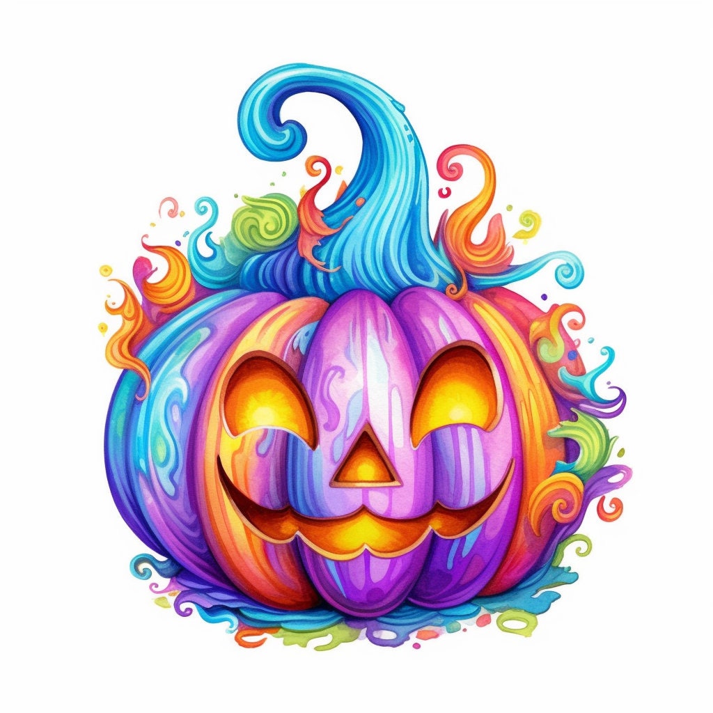 12 Halloween Colorful Pumpkin Clipart : 12 High Quality Images - Etsy