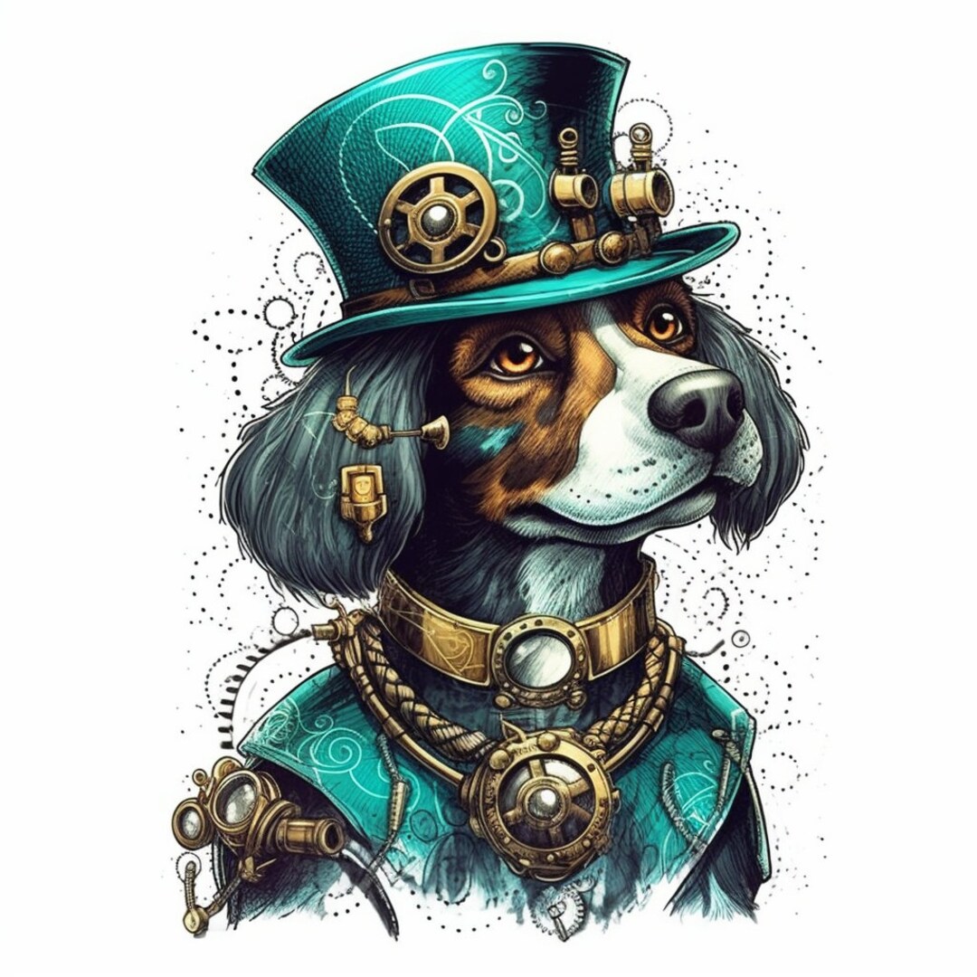 14 Steam Punk Dog & Cat Clip Art Collection: 14 High Quality Images for ...