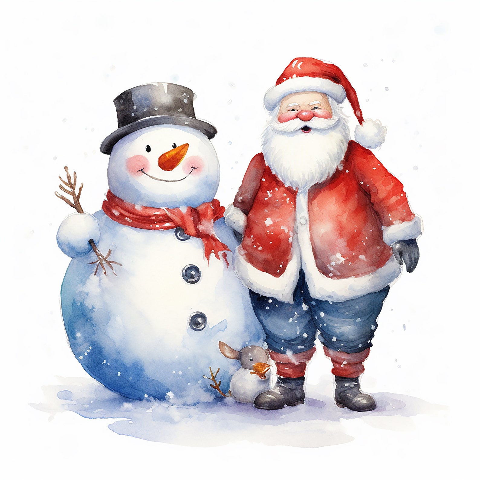 50 Santa Claus Clipart : Water Color Jpg instant Download perfect for ...