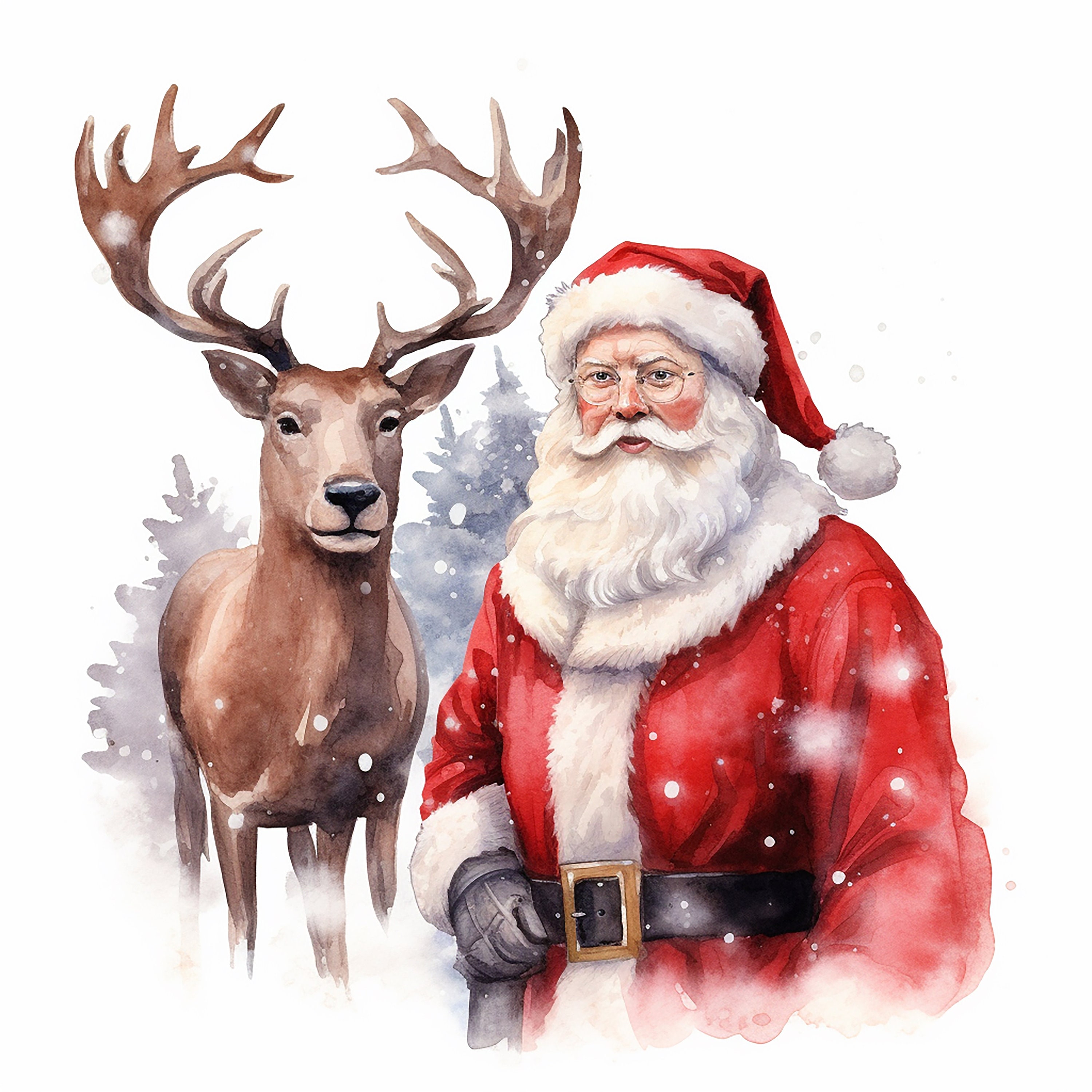 50 Santa Claus Clipart : Water Color Jpg instant Download perfect for ...