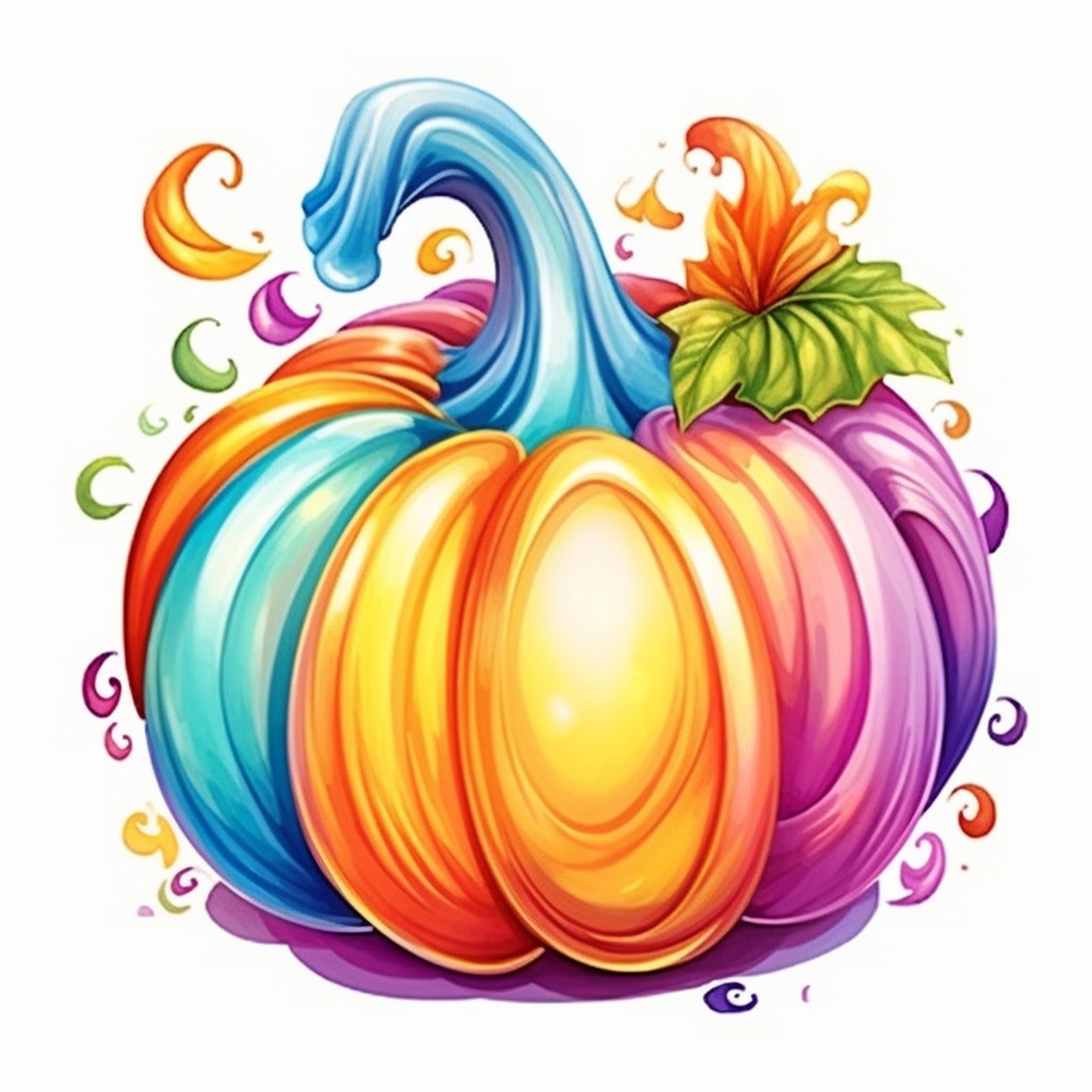 12 Halloween Colorful Pumpkin Clipart : 12 High Quality Images - Etsy