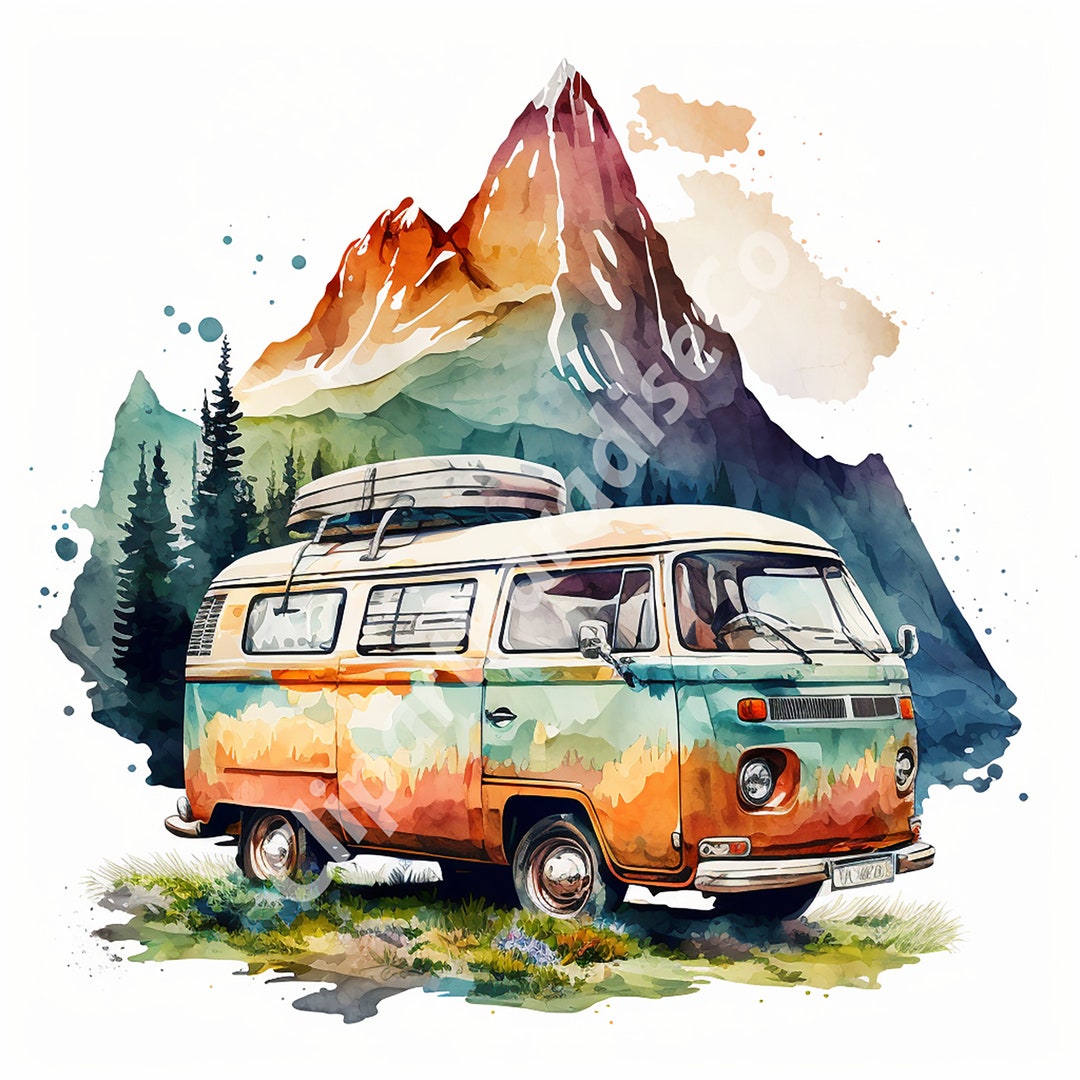 10 Camping Van Clipart Collection: 10 High Quality Images for Digital ...