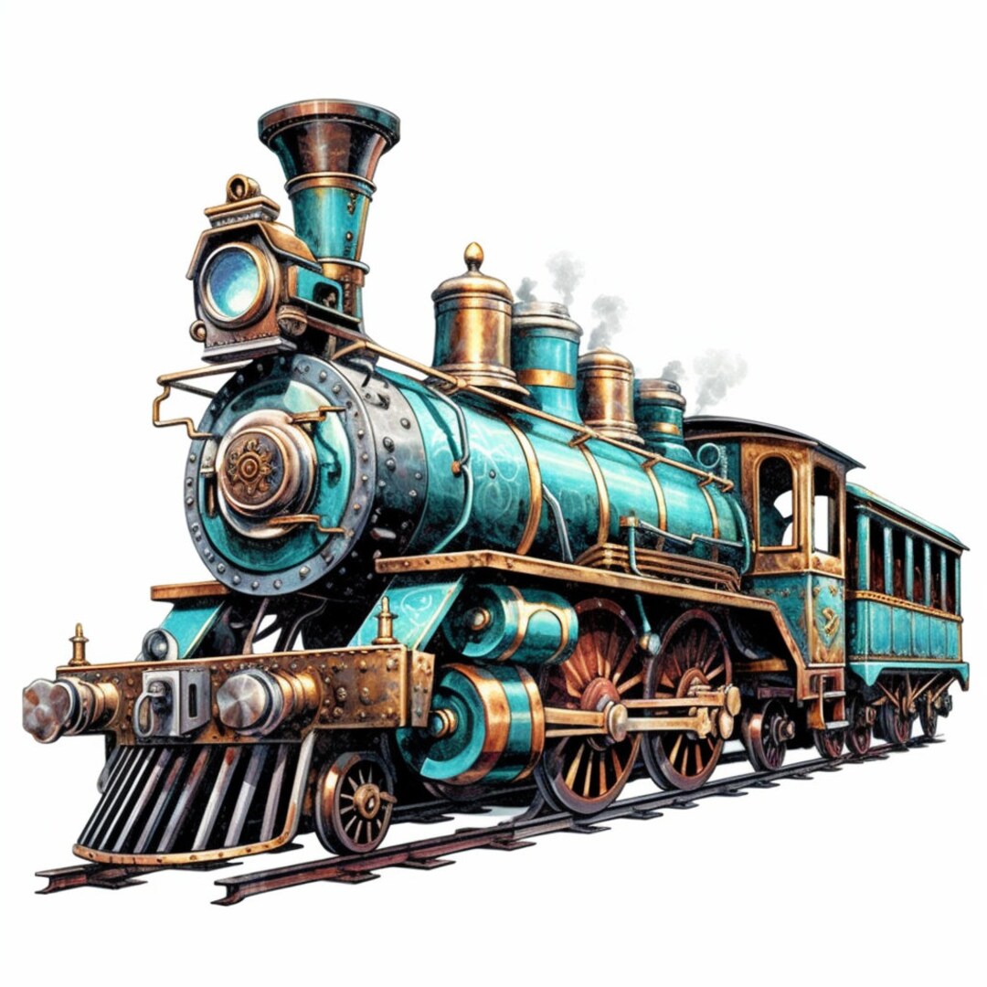 8 Steam Punk Train Clip Art Collection: 8 High Quality Images for ...