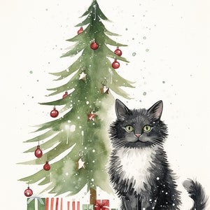 10 Christmas Tree and Cat Clipart:10 High Quality Images Collection ...