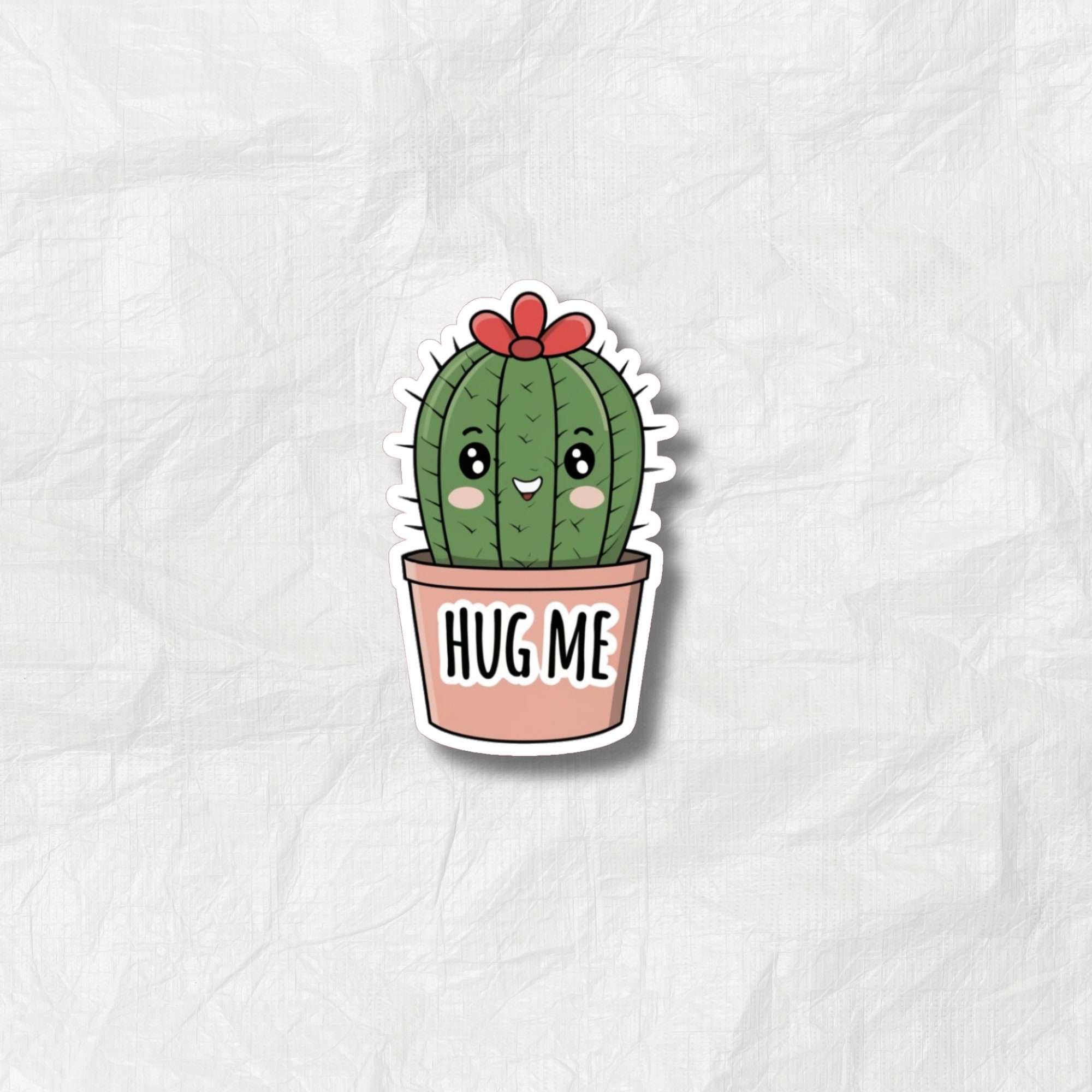 Cute Kawaii 'hug Me' Cacti Sticker - Adorable Vinyl Decal for Laptops ...
