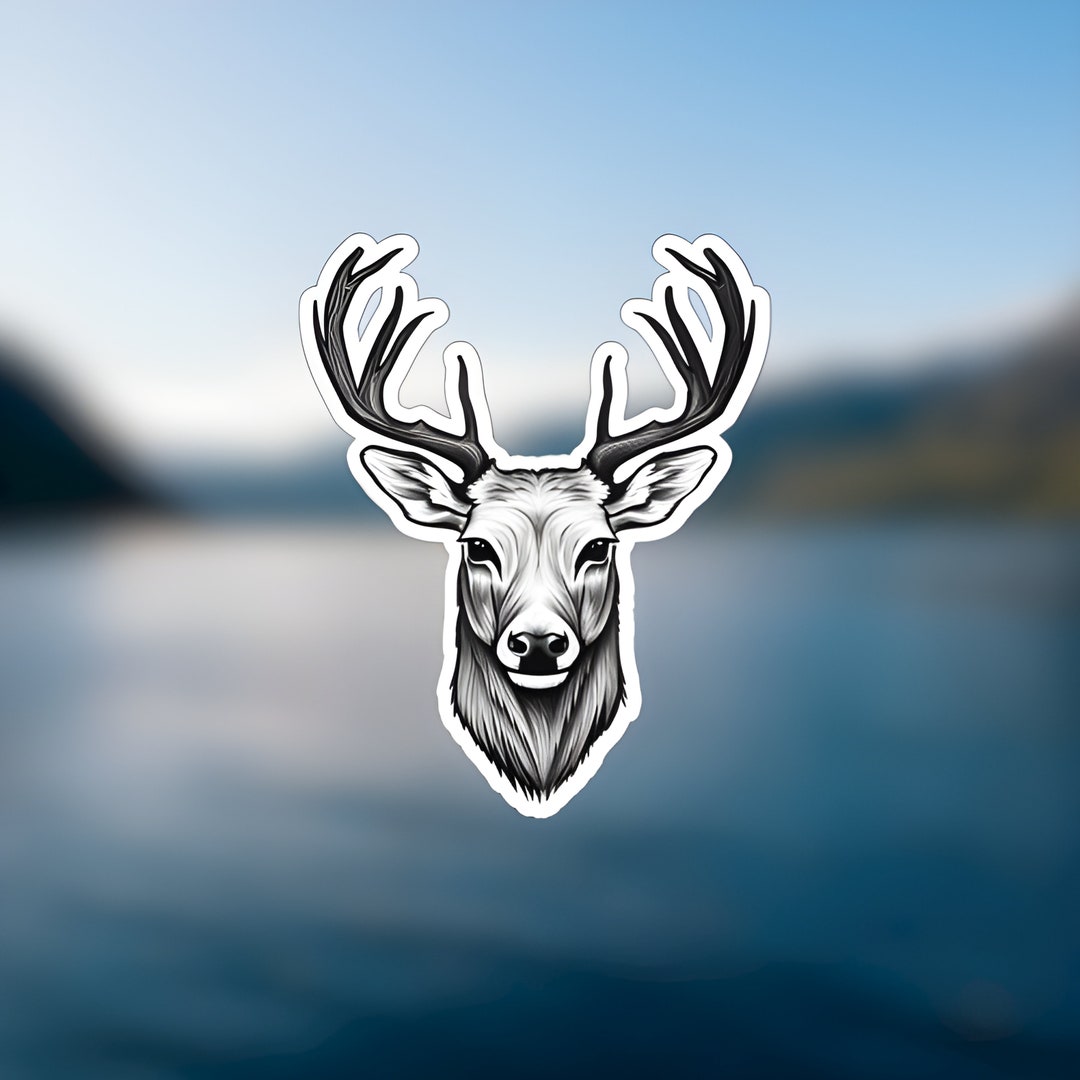 Minimalist Black and White Deer Head Sticker Vinyl Decal for - Etsy