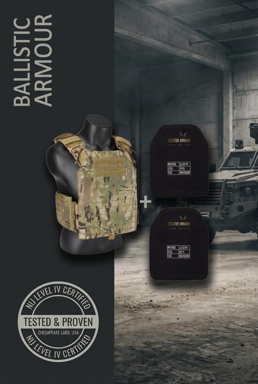 NIJ 4sa Eba Enhanced Body Armour SA Carrier, Front & Back Armour Multi ...