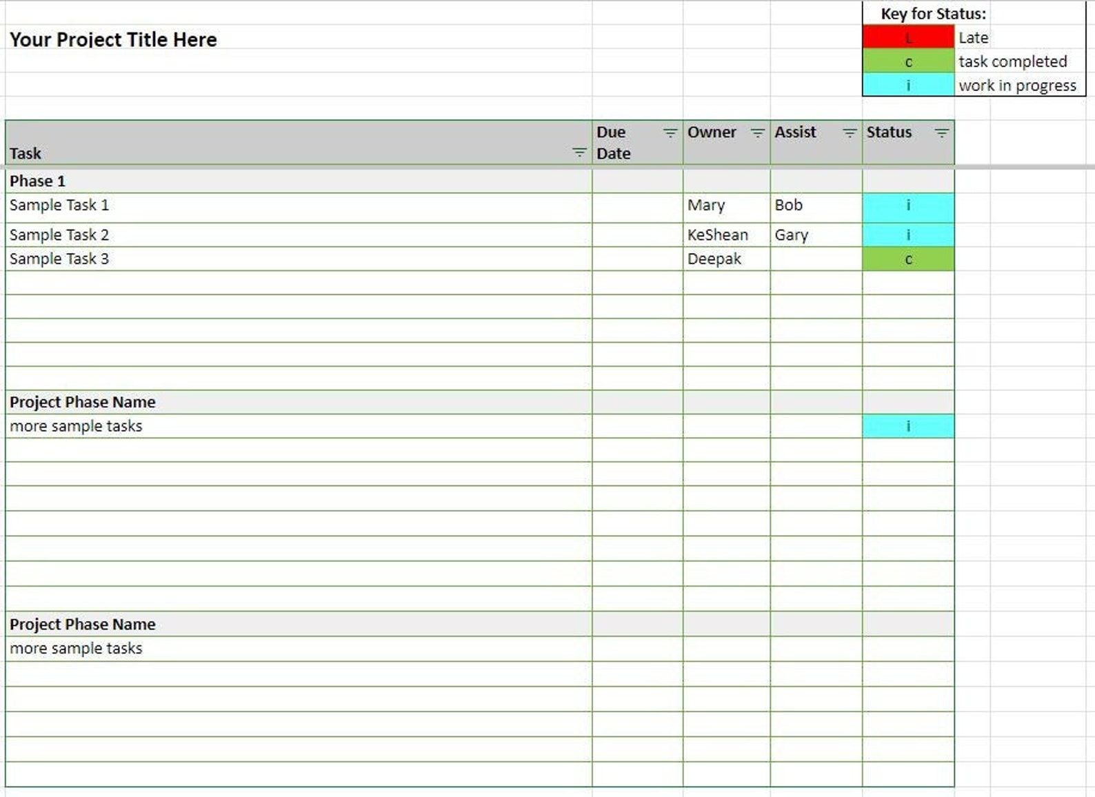 Project Plan - to Do List - Excel Spreadsheet Template to Download - Etsy