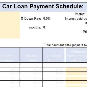 Track Your Car Loan Payment With Ease - Excel Spreadsheet for ...