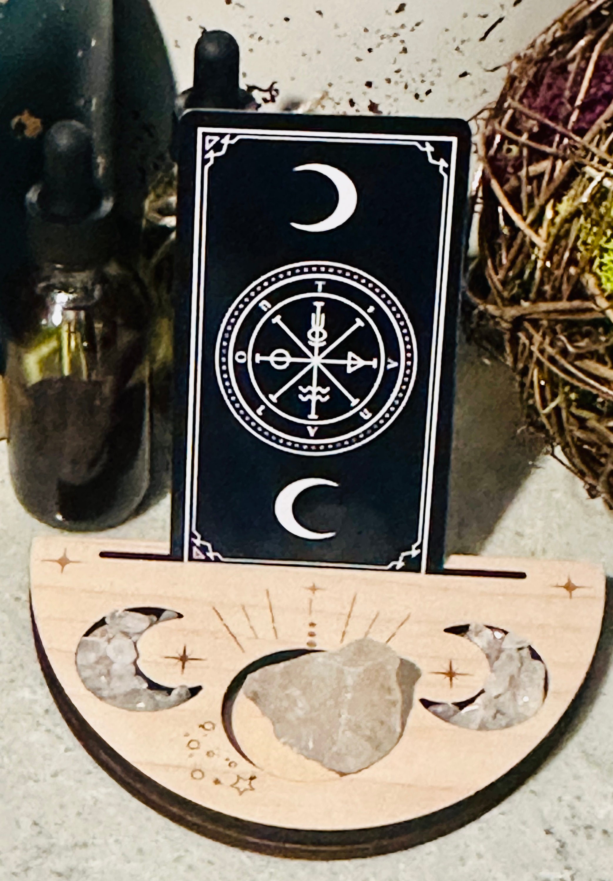 Triple Moon Tarot Card Stand Altar Oracle Card Holder - Etsy