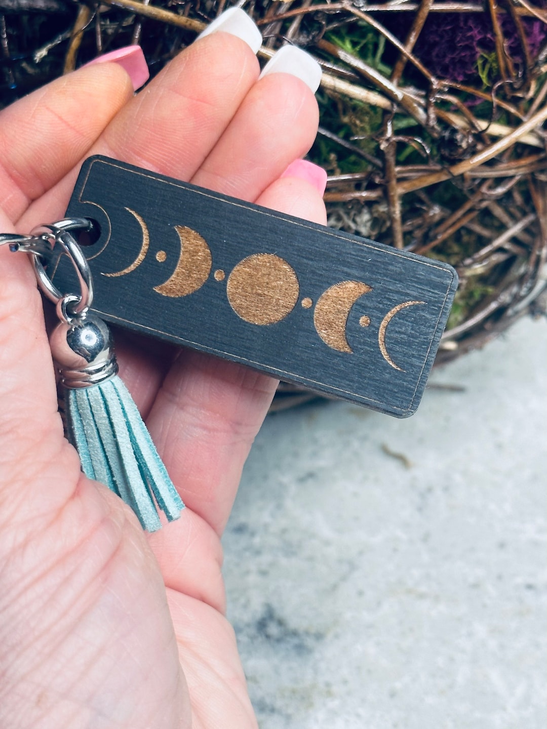 Wooden Moon Phase Keychain | Custom Personalized Wooden Keychain ...
