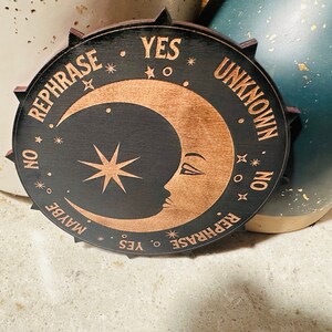 Moon Dowsing Pendulum Board | Wooden Engraved Moon Celestial Pendulum Board | Spirit Board - Etsy