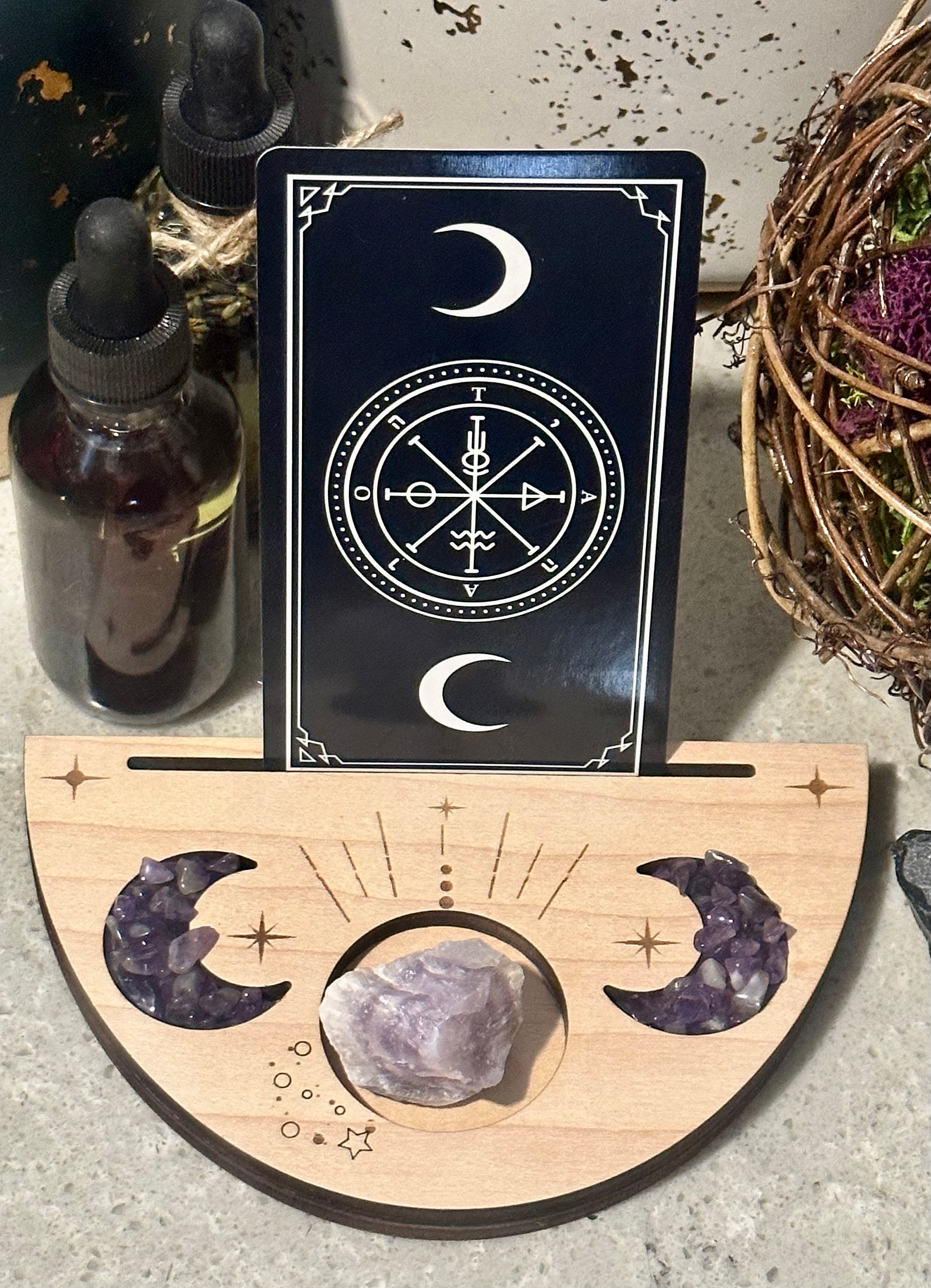 Triple Moon Tarot Card Stand Altar Oracle Card Holder - Etsy