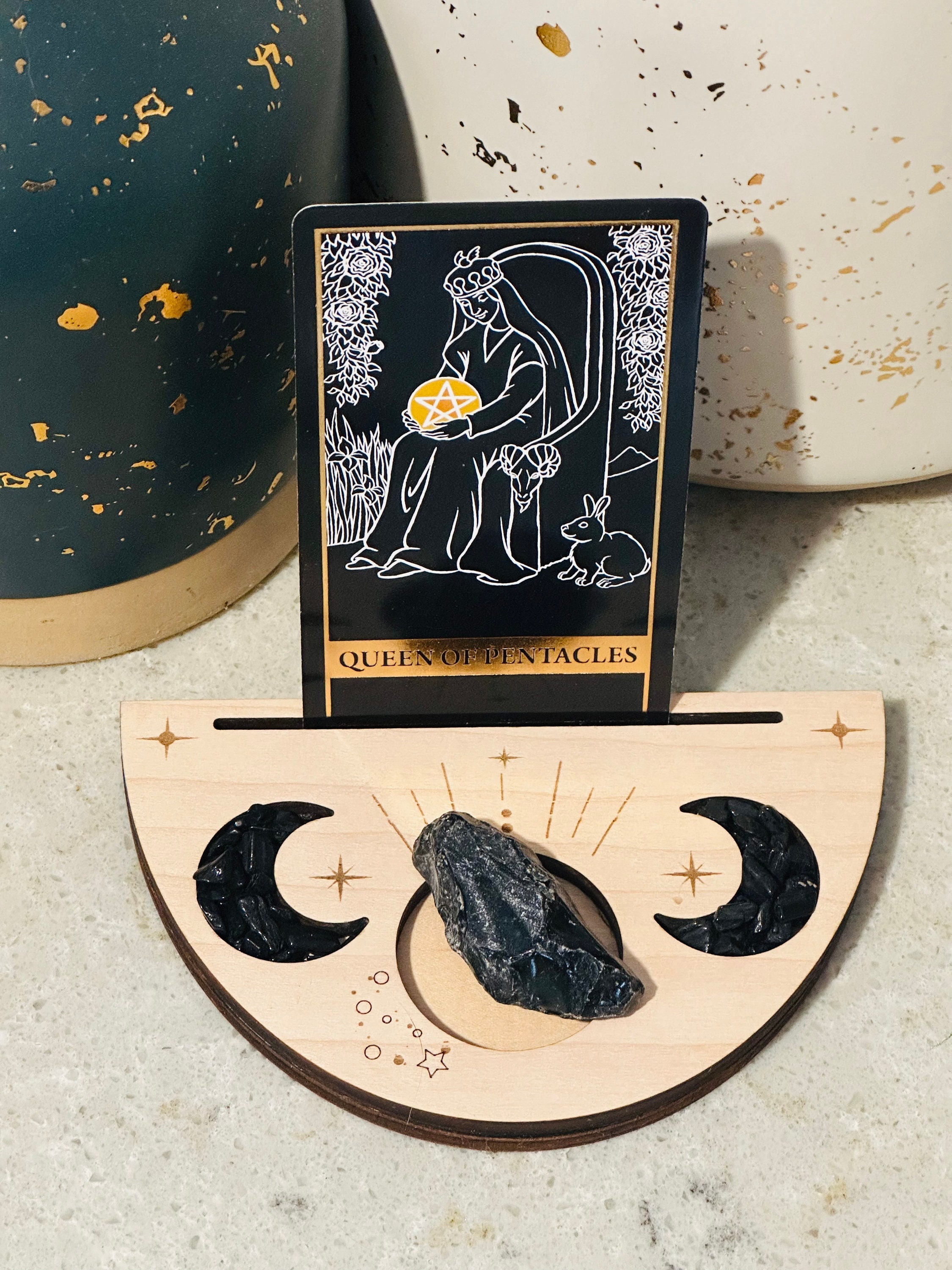 Triple Moon Tarot Card Stand Altar Oracle Card Holder - Etsy