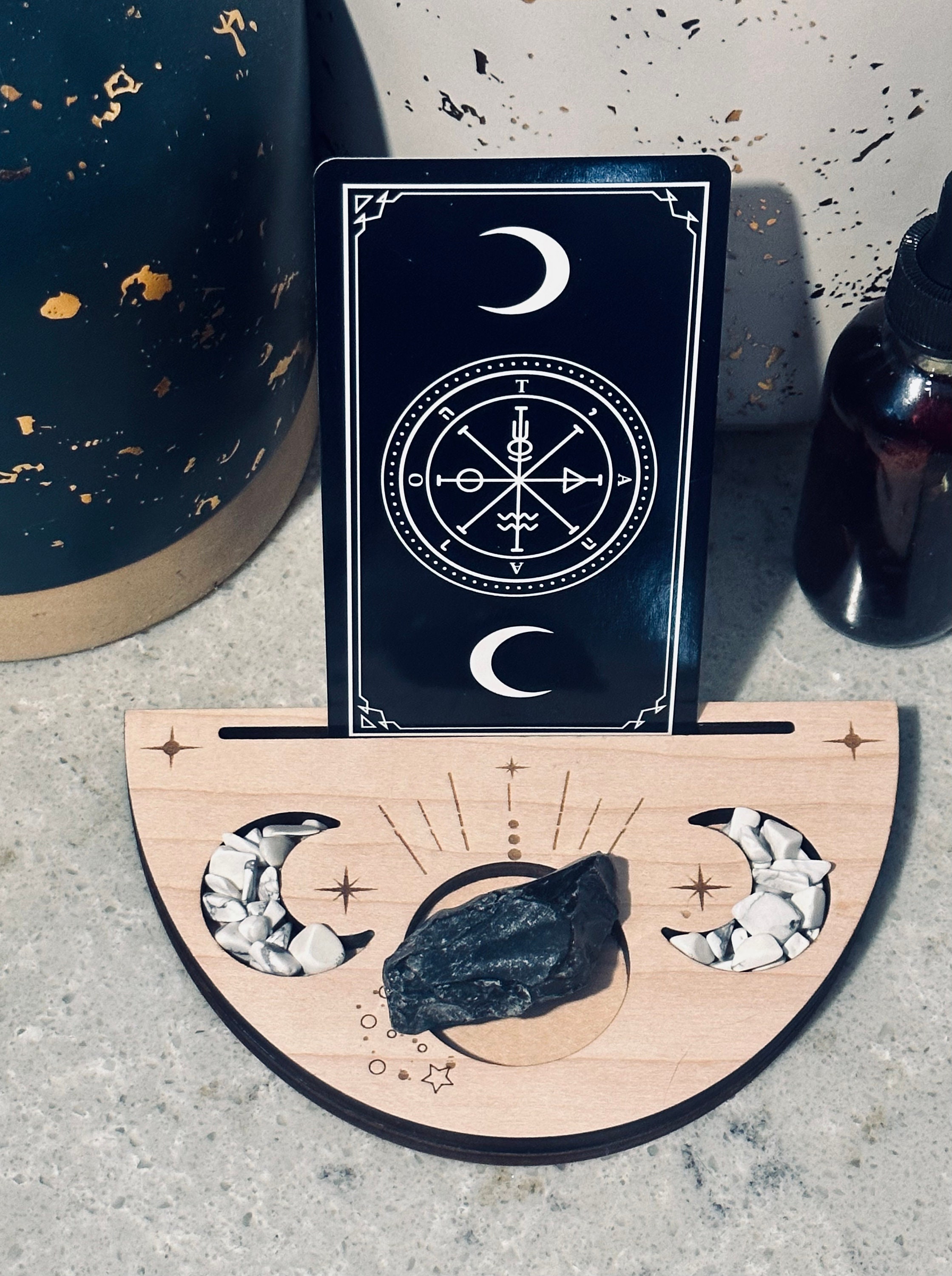 Triple Moon Tarot Card Stand Altar Oracle Card Holder - Etsy