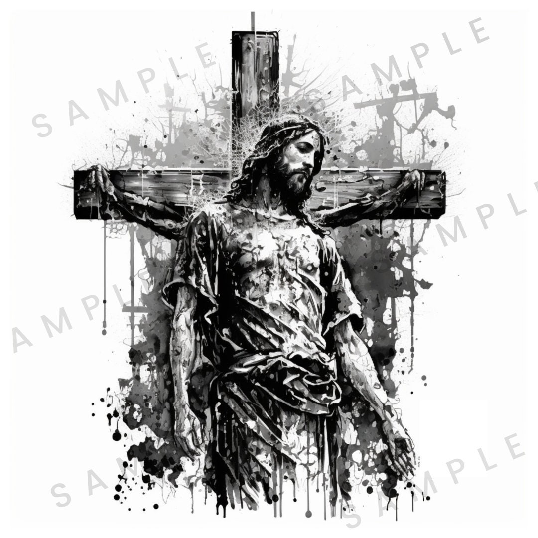 Jesus Christ With Cross Christian Art Portrait of Jesus Religious Art ...