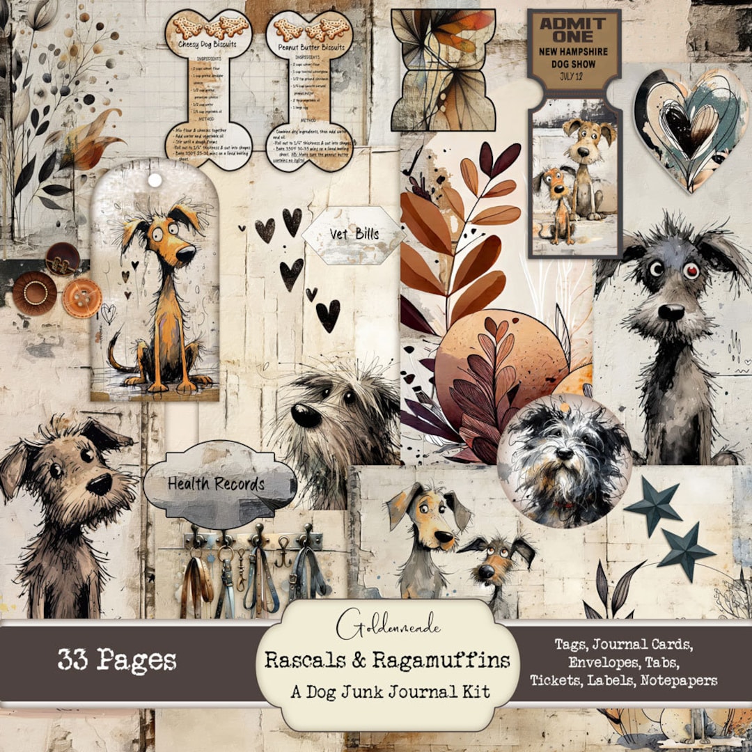 Dog Junk Journal Kit: Whimsical Rascals & Ragamuffins (digital Download ...