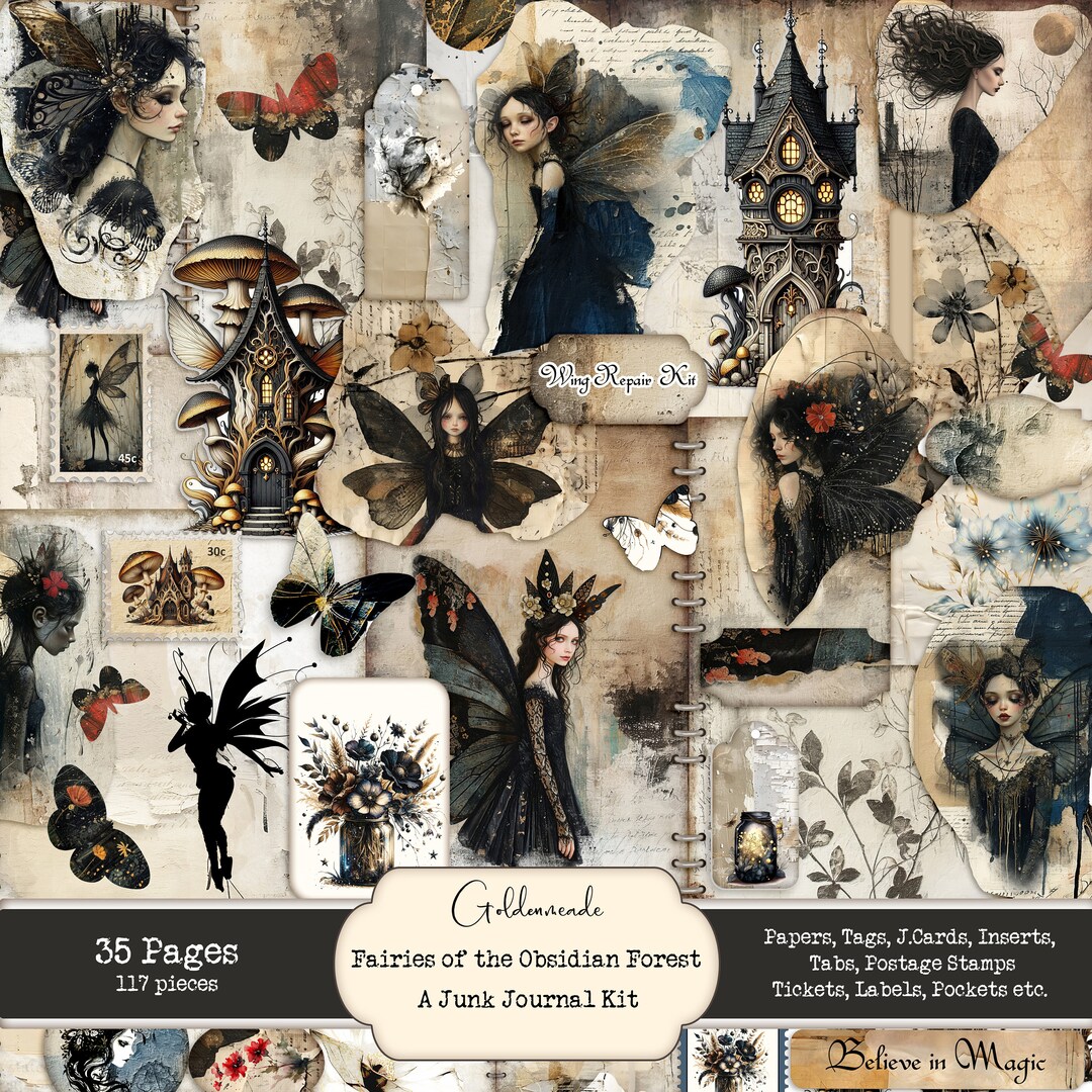 Fairies of the Obsidian Forest Junk Journal Kit: Gothic Ephemera ...